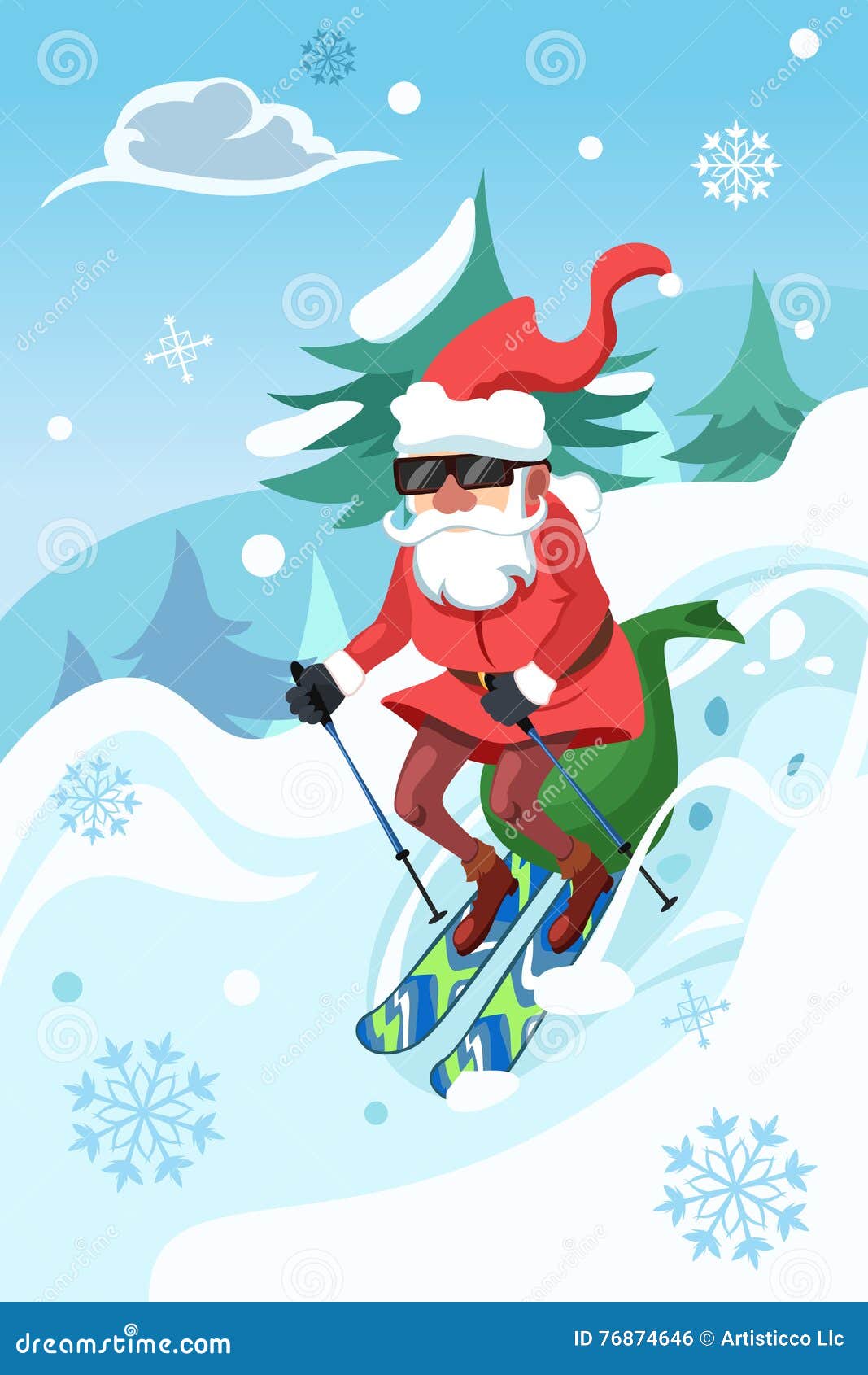 Santa Claus Riding Um Snowboard Ilustração do Vetor - Ilustração de ...