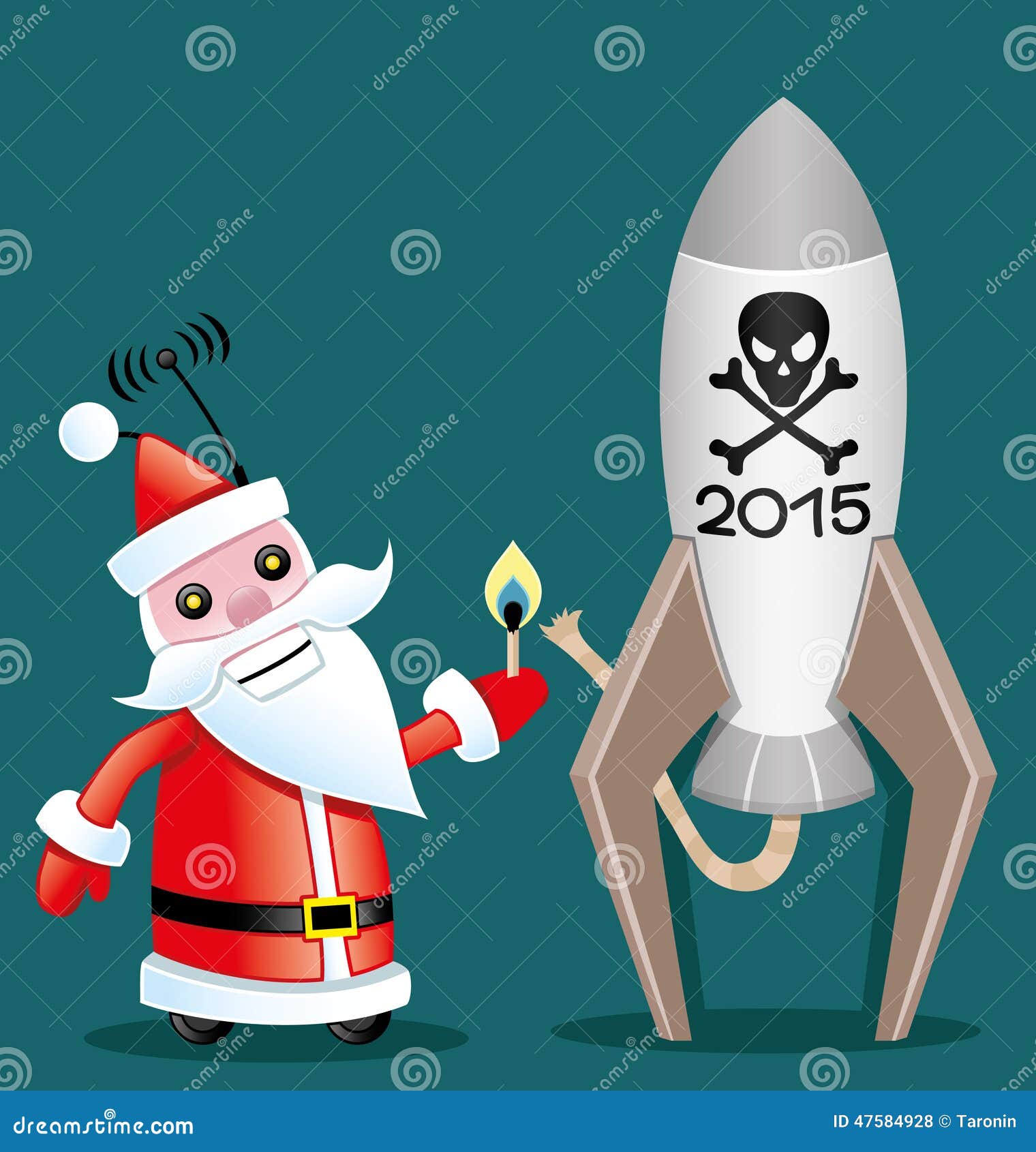 Santa Claus and rocket. stock vector. Illustration of holiday - 47584928