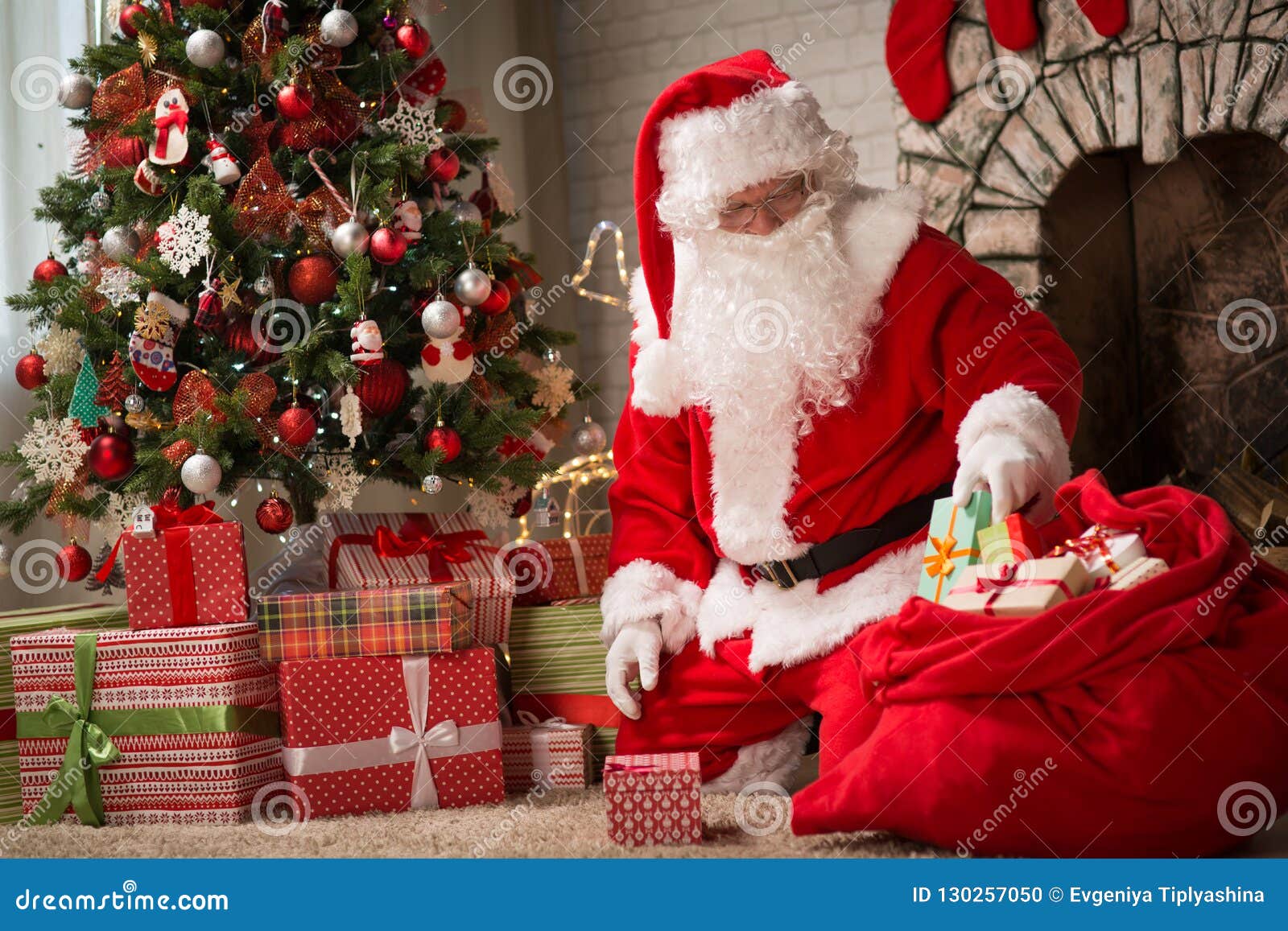 Santa Claus in a room stock photo. Image of claus, christmas - 130257050