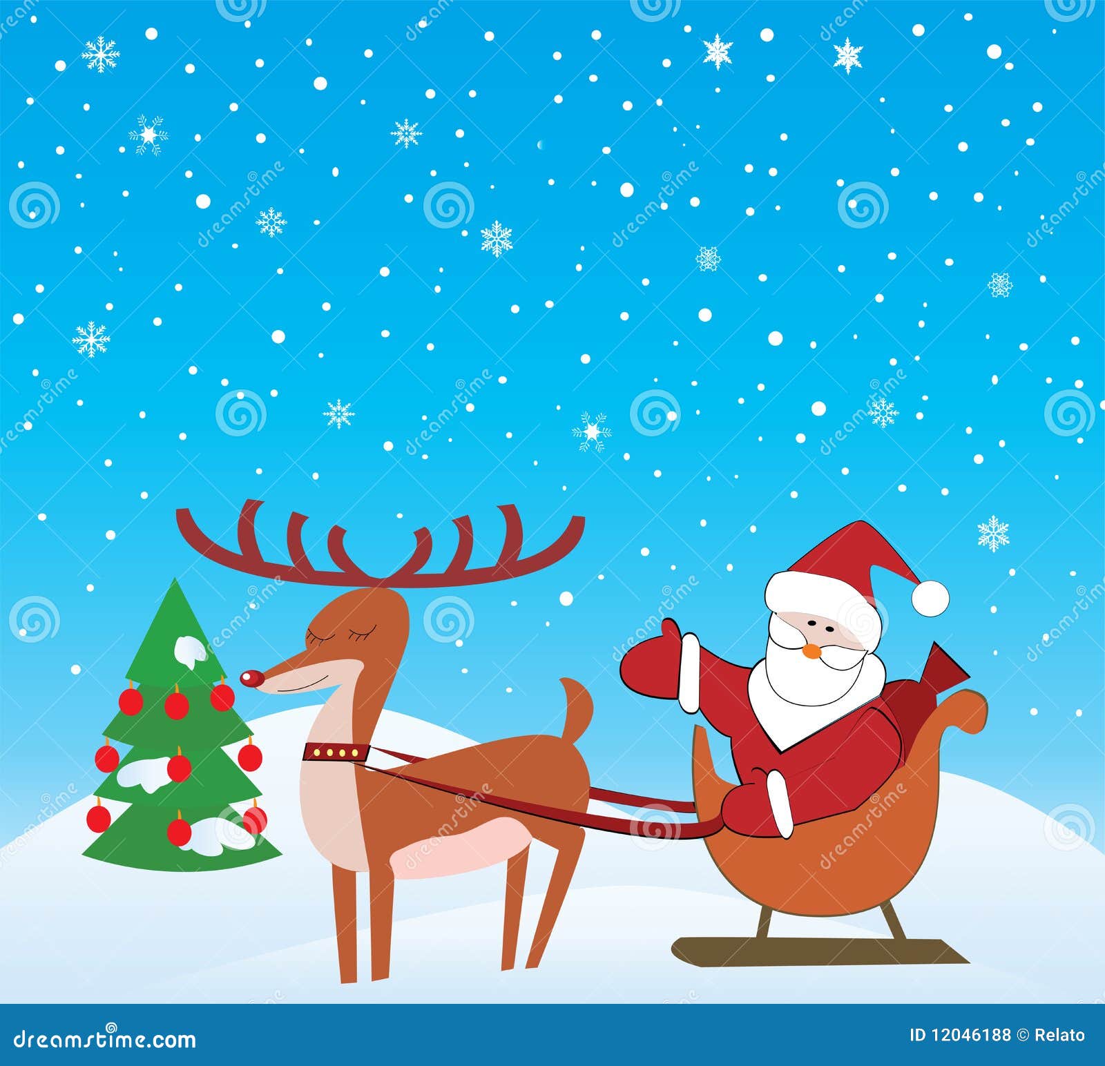 Santa Claus and Rudolf stock vector. Illustration of backgrounds - 12046188