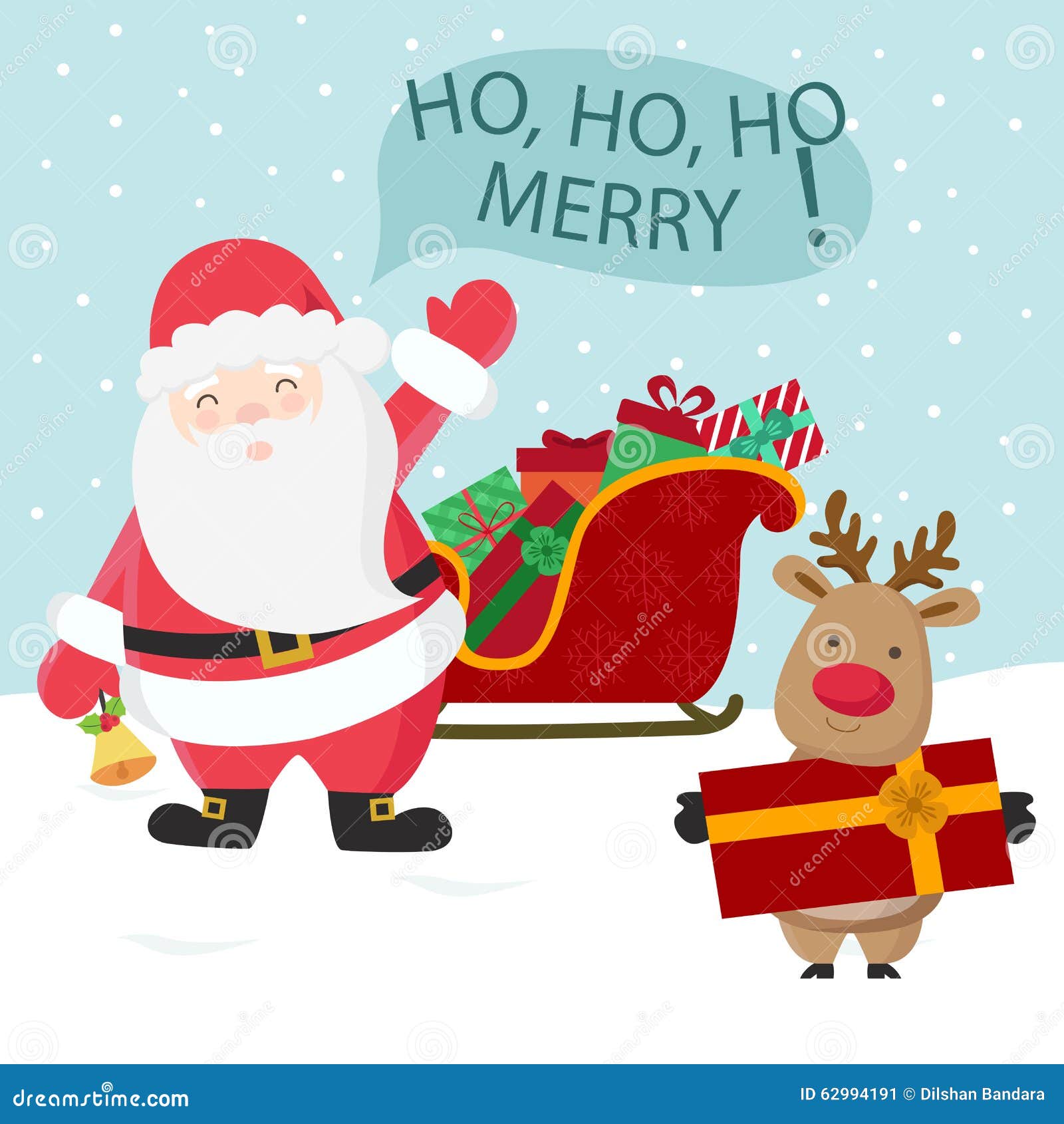 Santa Claus and Rudolph. stock illustration. Illustration of reindeer ...