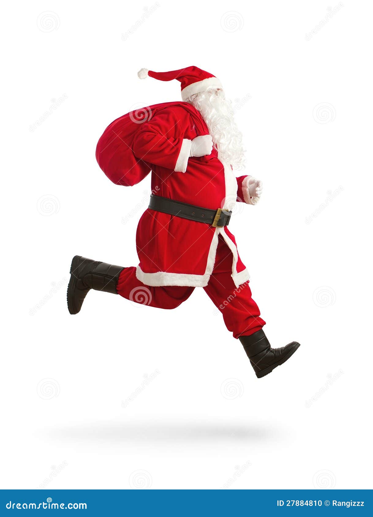 Santa Claus on the run stock photo. Image of pack, sack - 27884810