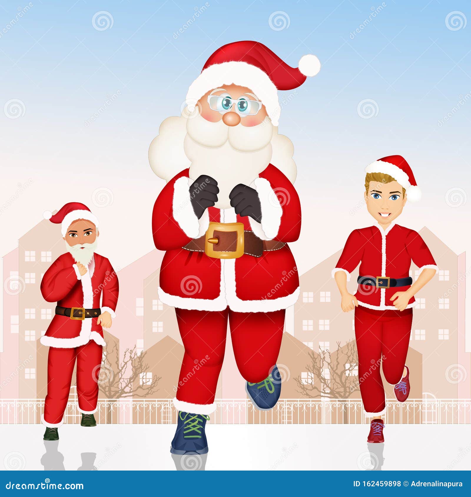 Santa Claus running stock illustration. Illustration of cute - 162459898