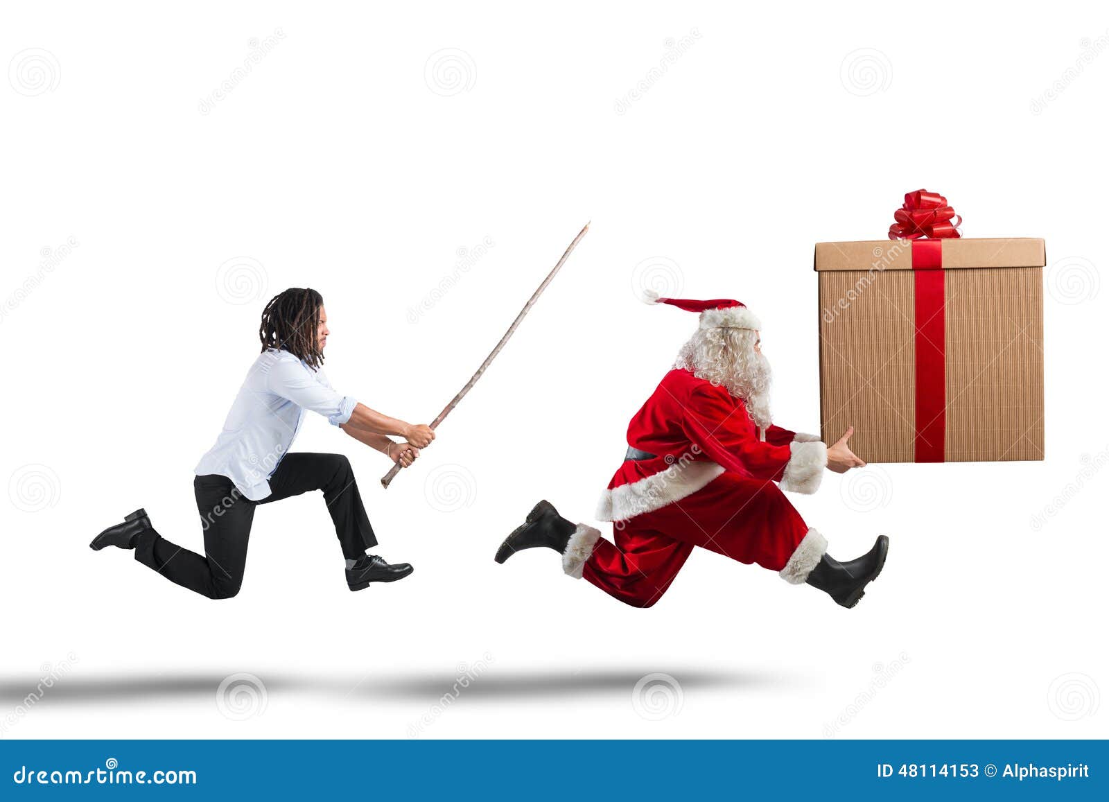 Santa Claus running stock image. Image of beard, chase - 48114153