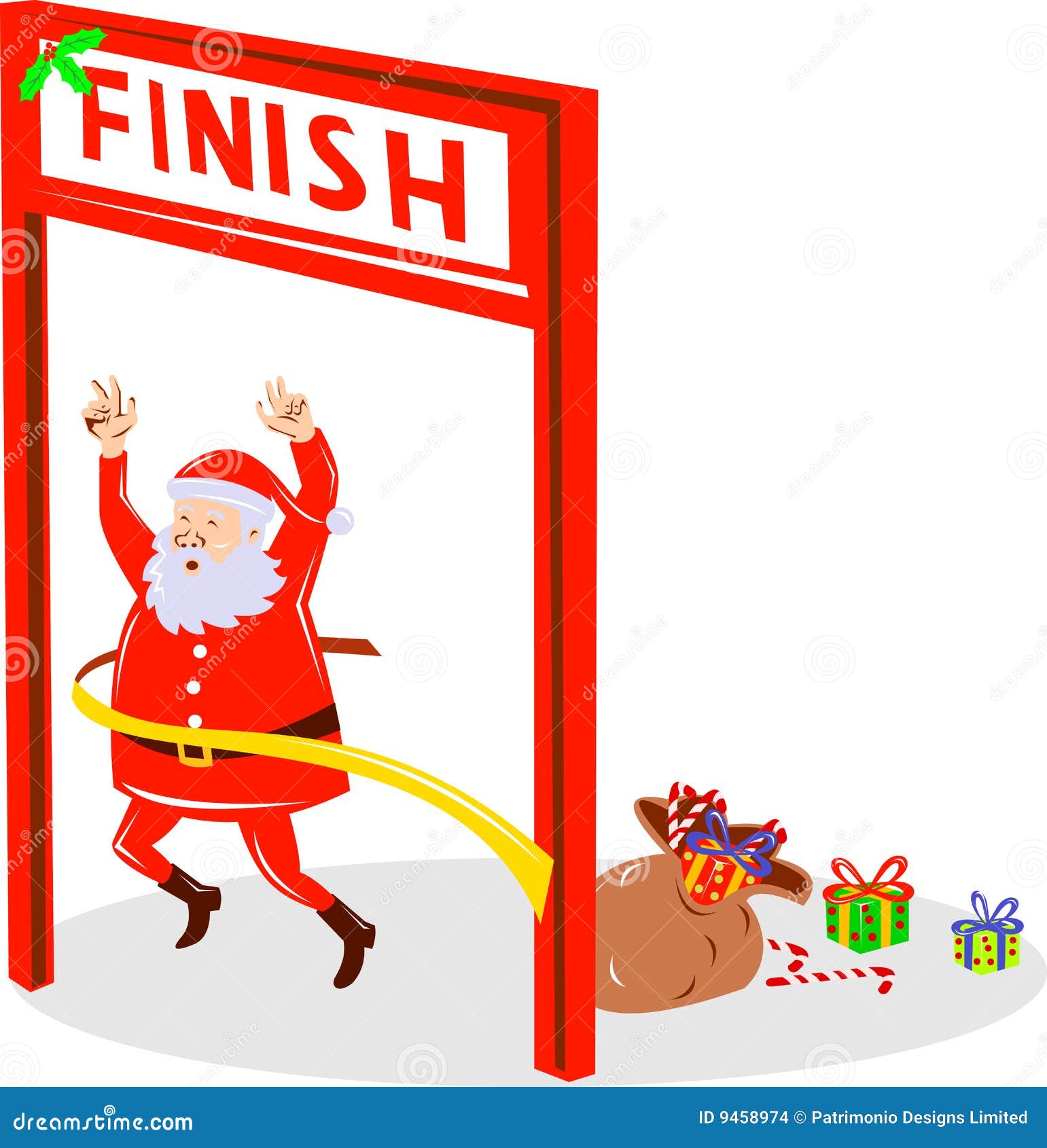 Santa Claus Running Finish Line Stock Vector - Illustration of beard ...