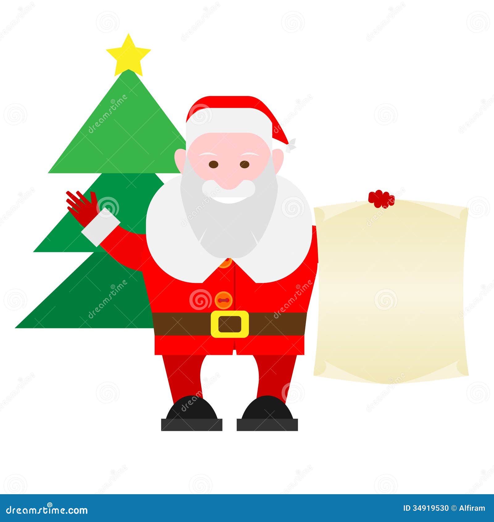 Santa Claus with a scroll stock vector. Illustration of christmas ...