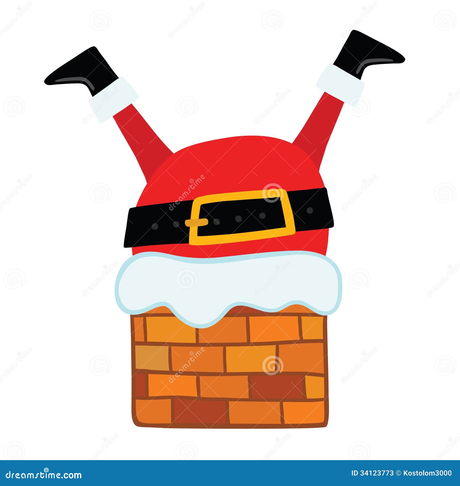 Santa Claus Se Pegó En La Chimenea. Ilustración del Vector ...