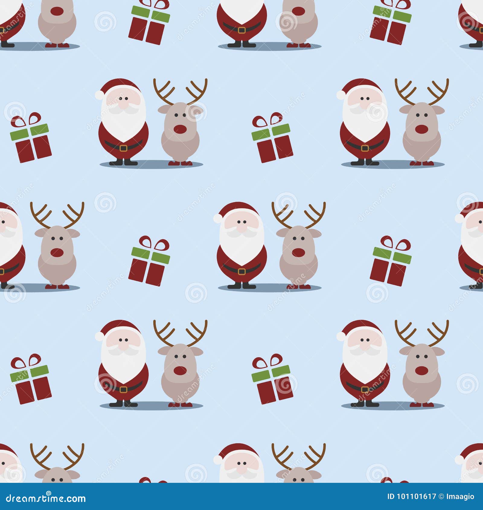 Santa Claus Seamless Pattern on Blue Background Stock Vector ...