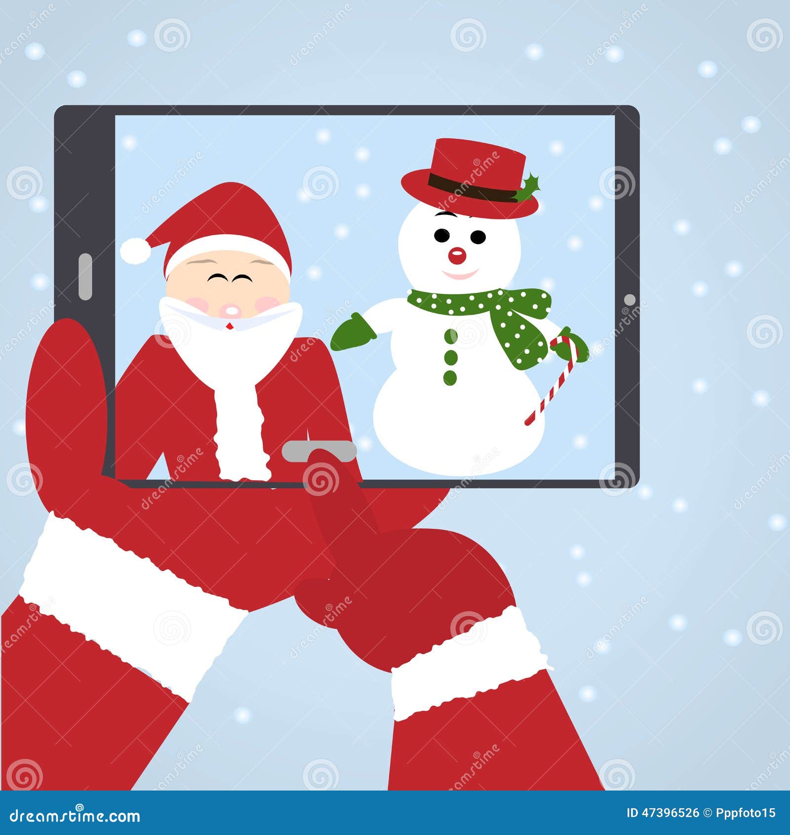 Santa Claus Selfie with Snowman Stock Vector - Illustration of ...