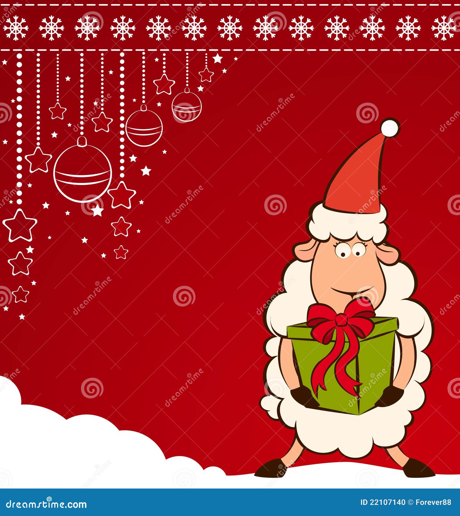 Santa Claus Sheep with Gift. Stock Vector - Illustration of design ...