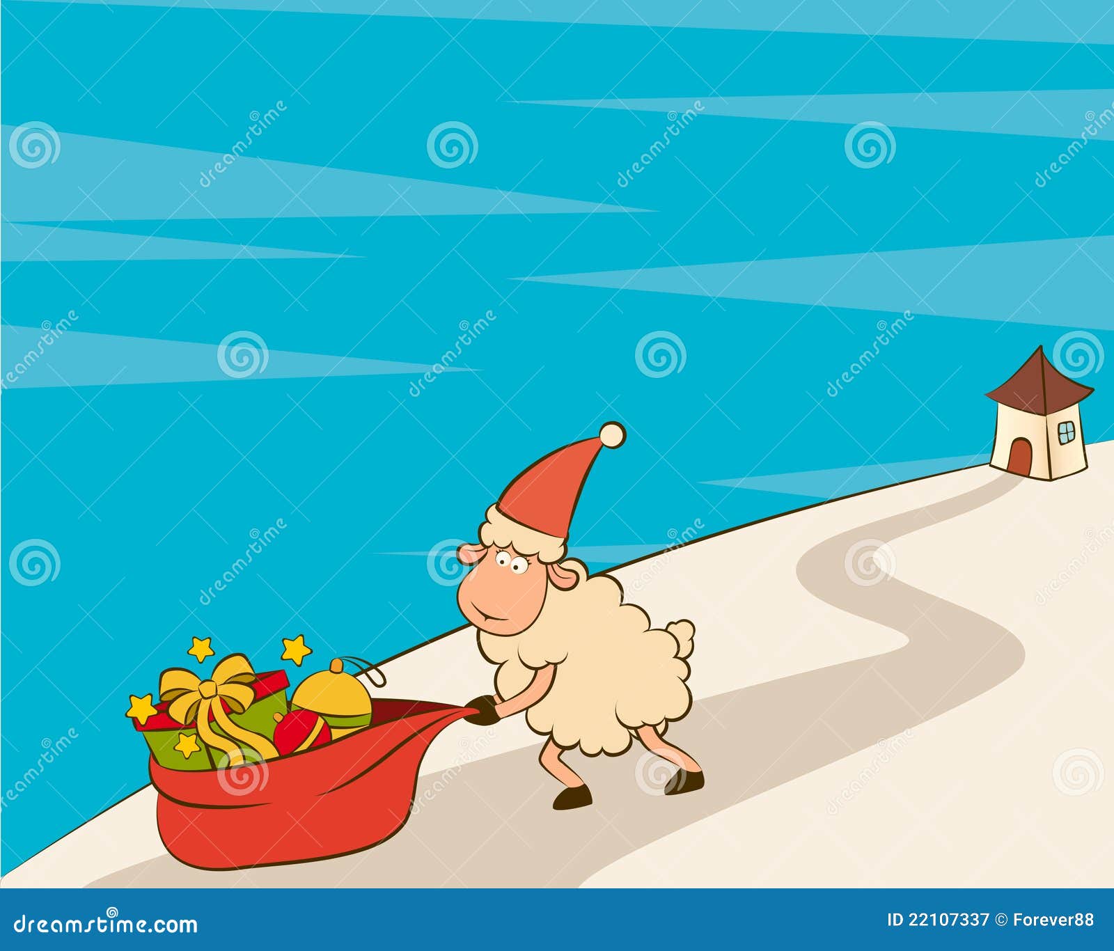 Santa Claus Sheep and Sack with Gifts Stock Vector - Illustration of ...