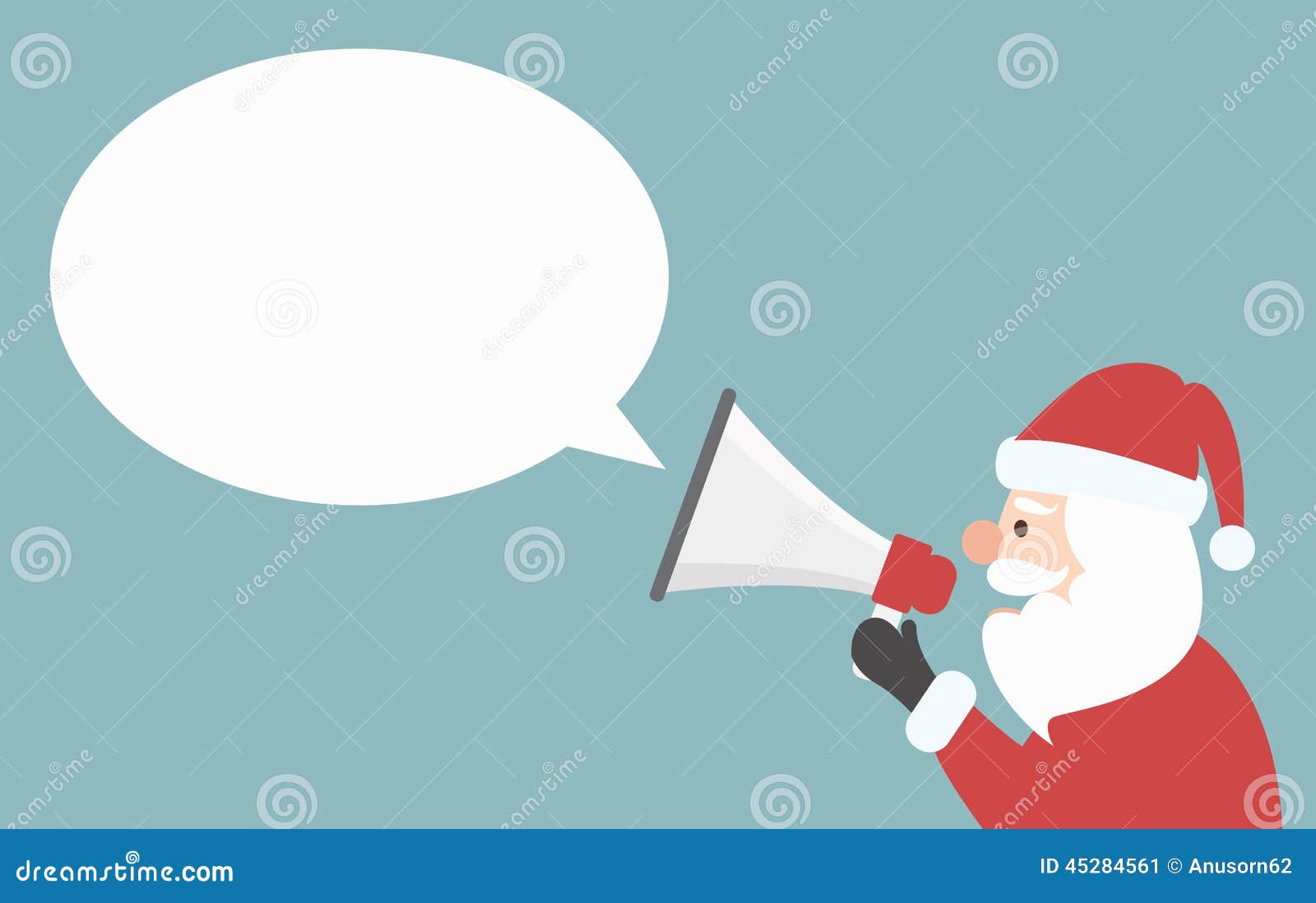 Santa Claus Shouting in a Megaphone with Bubble Talk Stock Vector ...