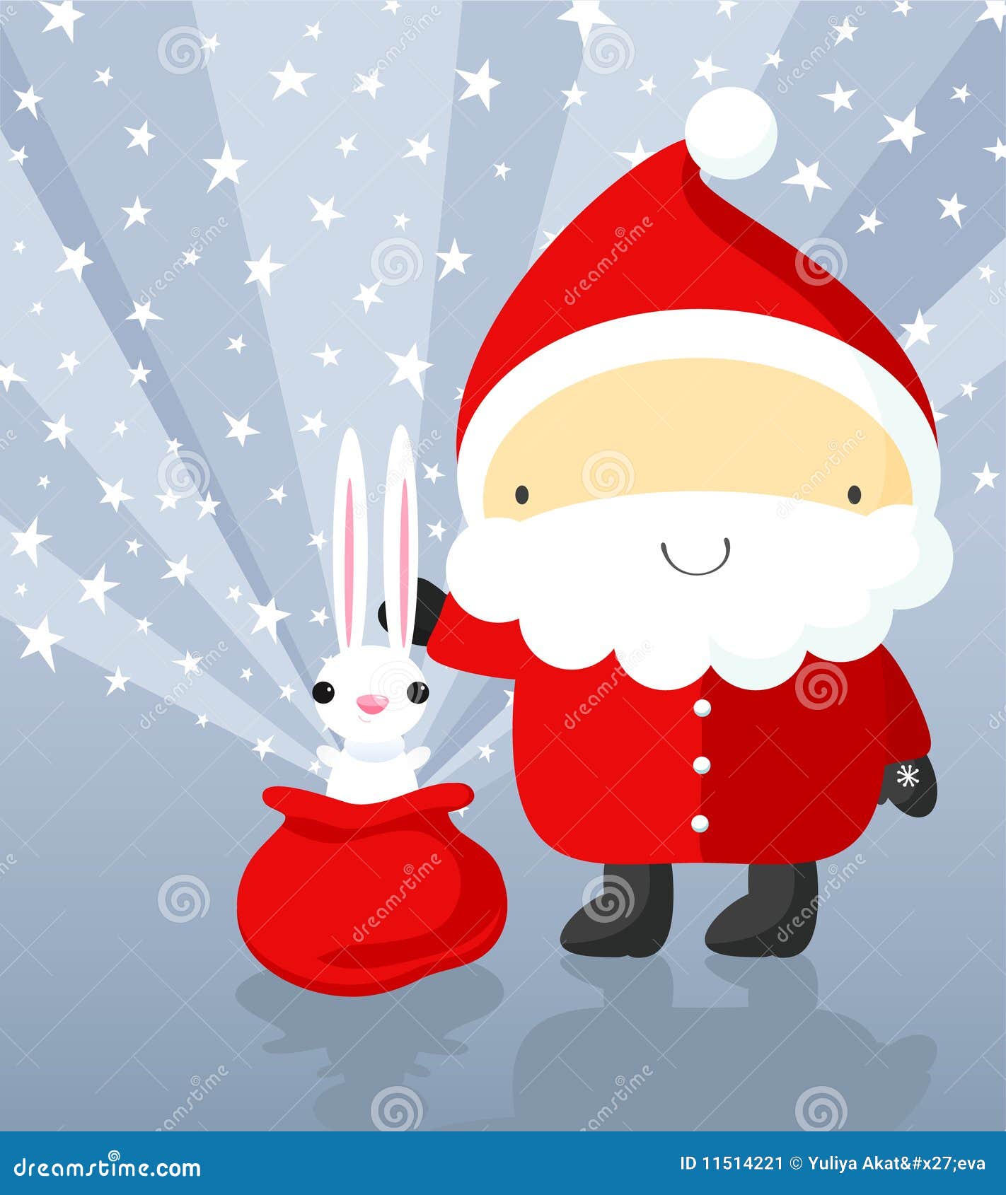 Santa Claus Shows Magic Tricks with Rabbit Stock Vector - Illustration ...