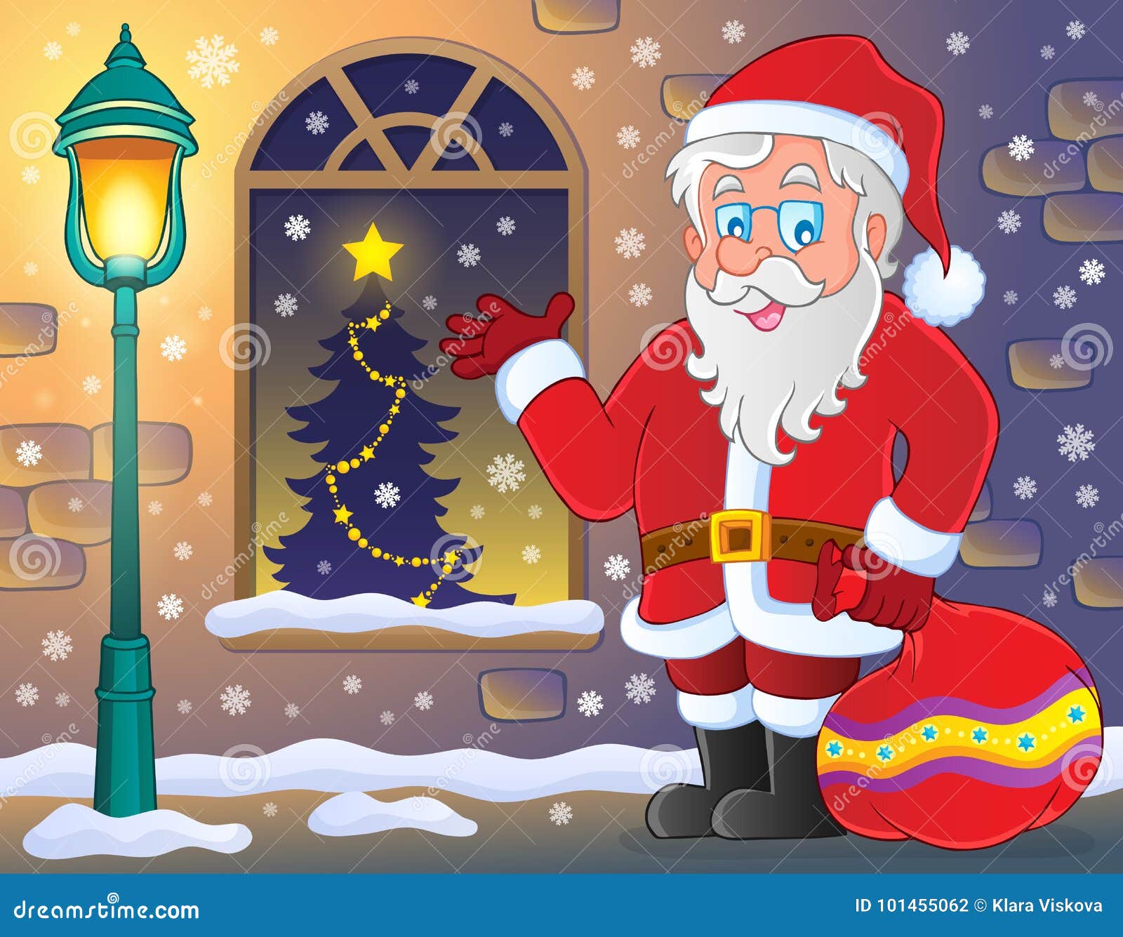 Santa Claus on Sidewalk Theme 3 Stock Vector - Illustration of ...