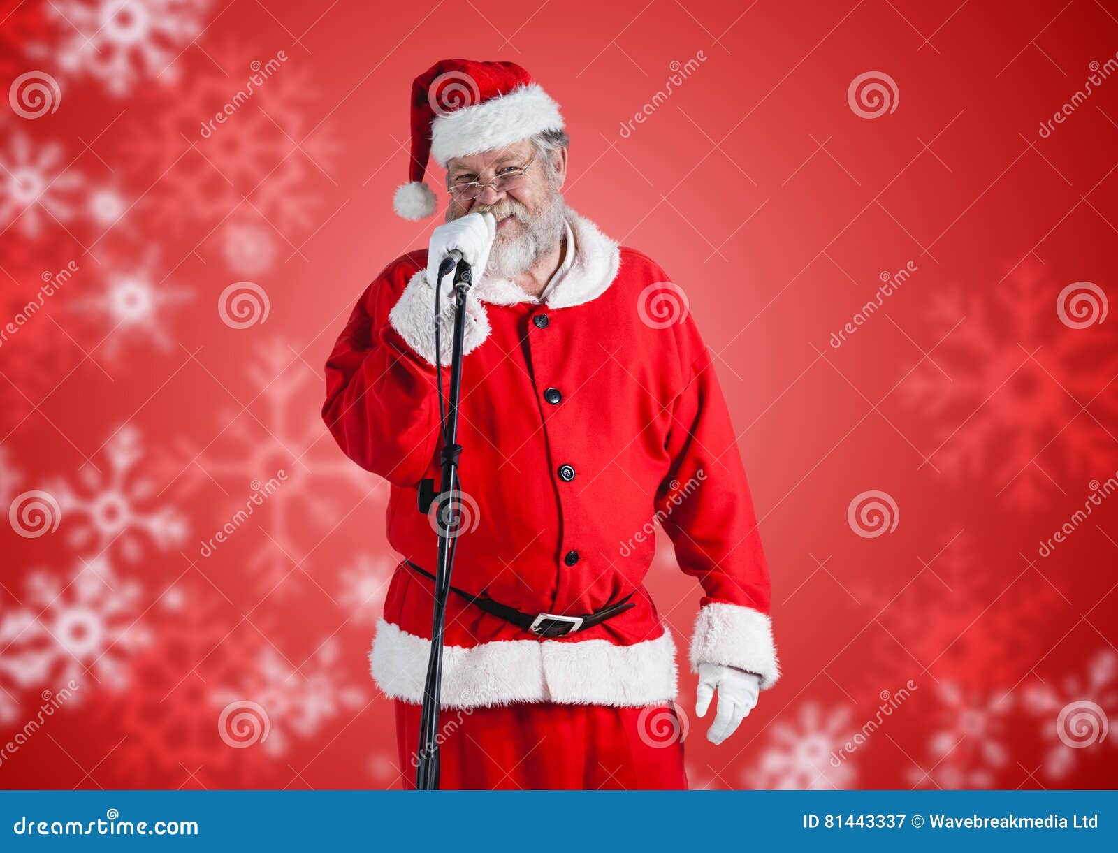Santa Claus Singing on Microphone Stock Image - Image of costume, santa ...