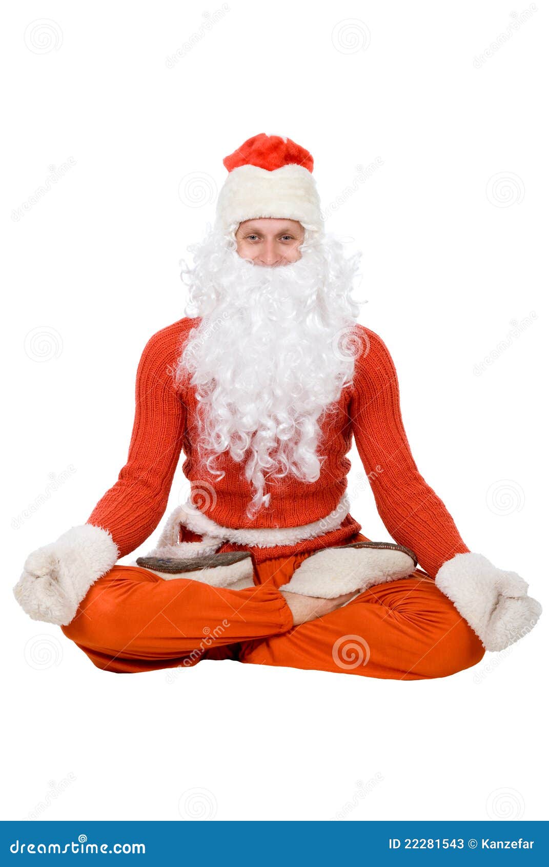 Santa Claus Sit on Half Twine and Stretching Stock Image - Image of ...