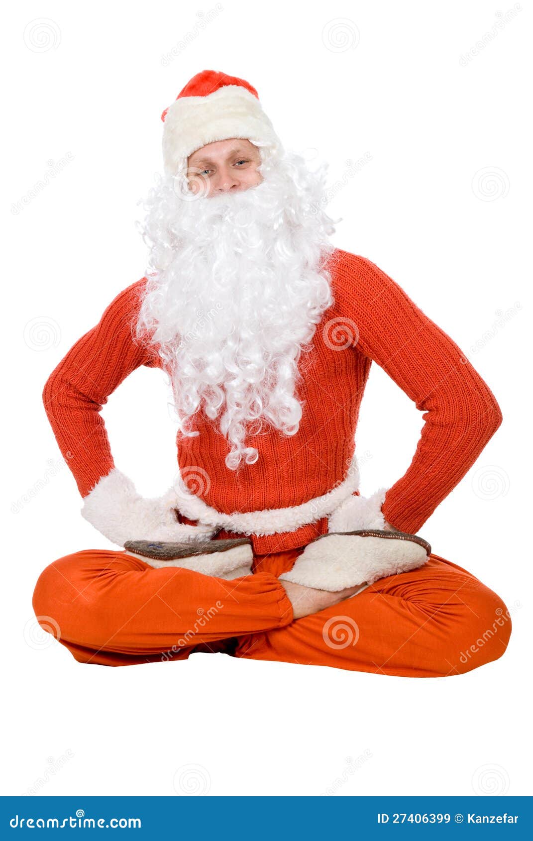 Santa Claus Sit on Half Twine and Stretching Stock Image - Image of ...