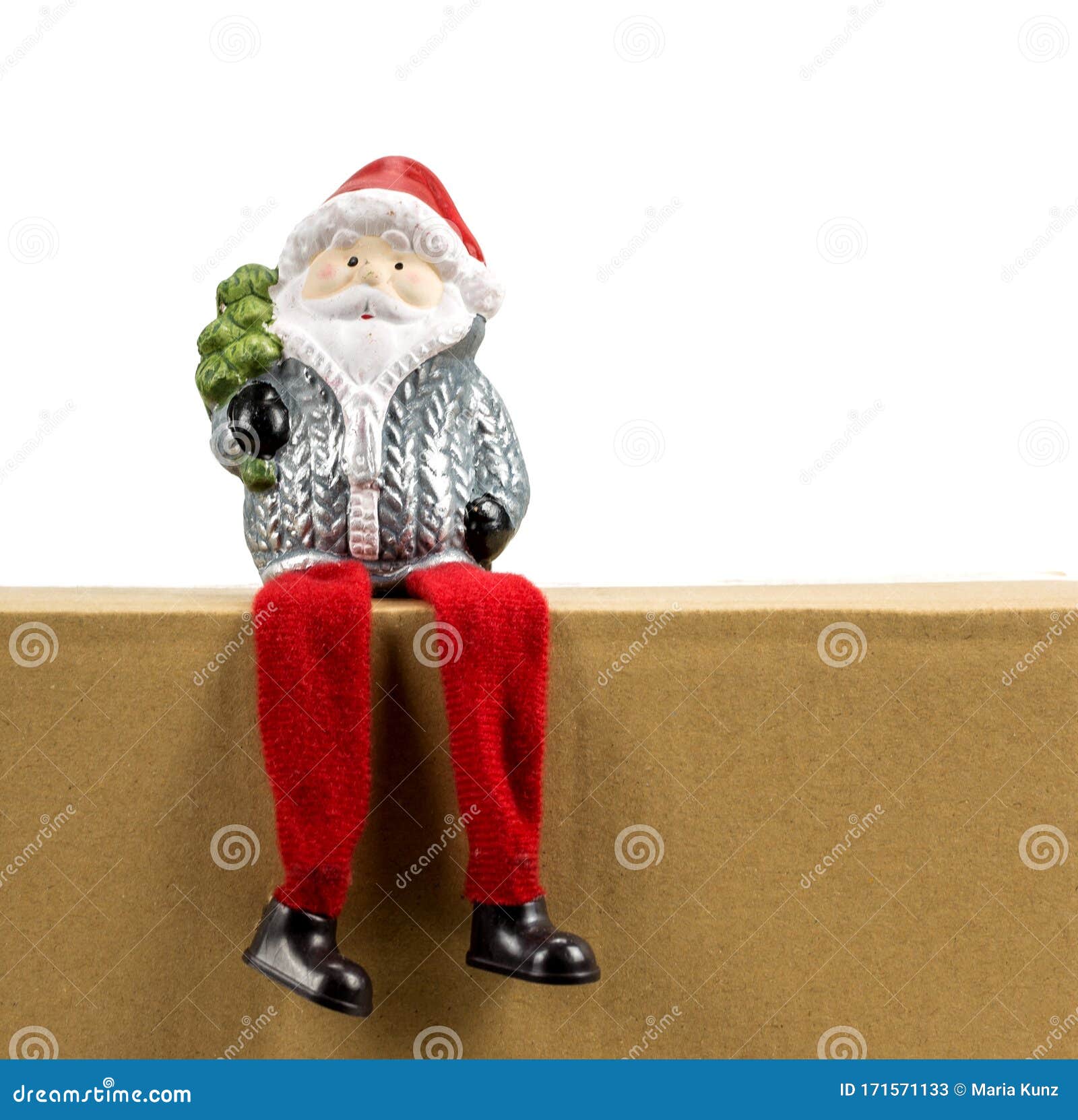 Santa Claus sits on a box stock image. Image of christmas - 171571133