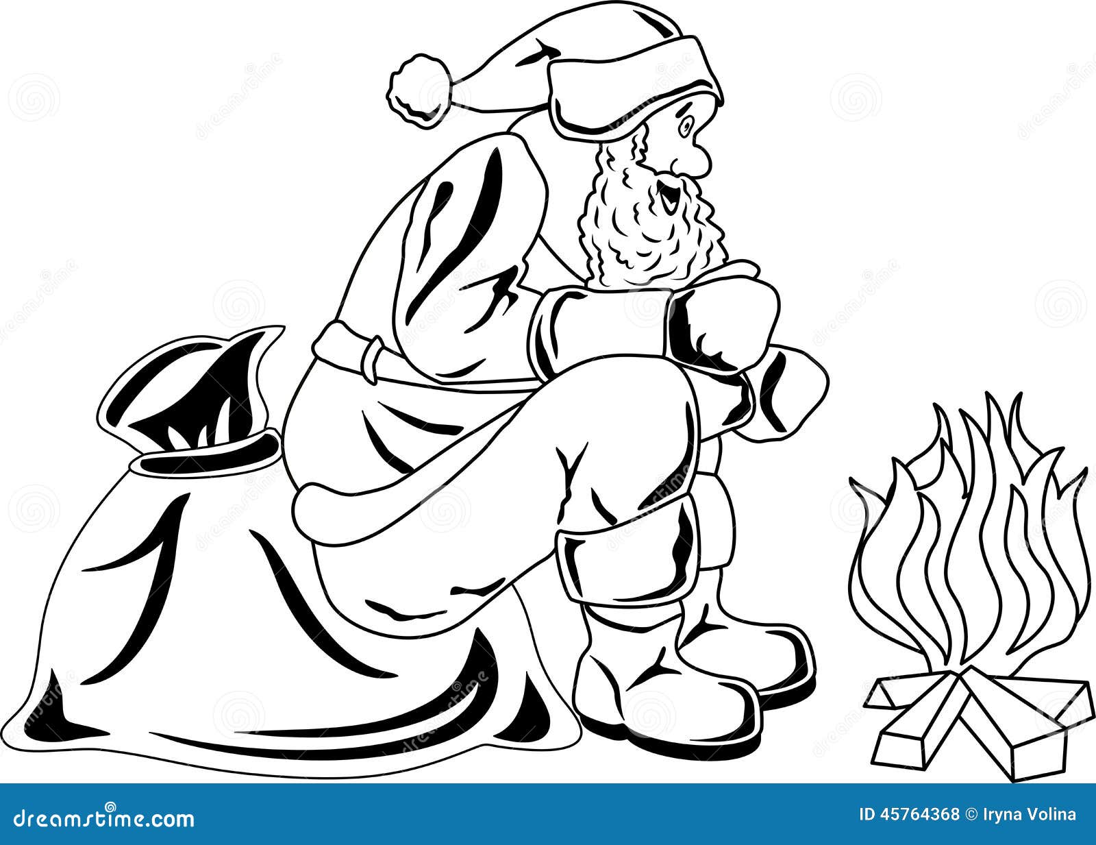 Santa Claus Sits by the Fire Stock Vector - Illustration of isolated ...