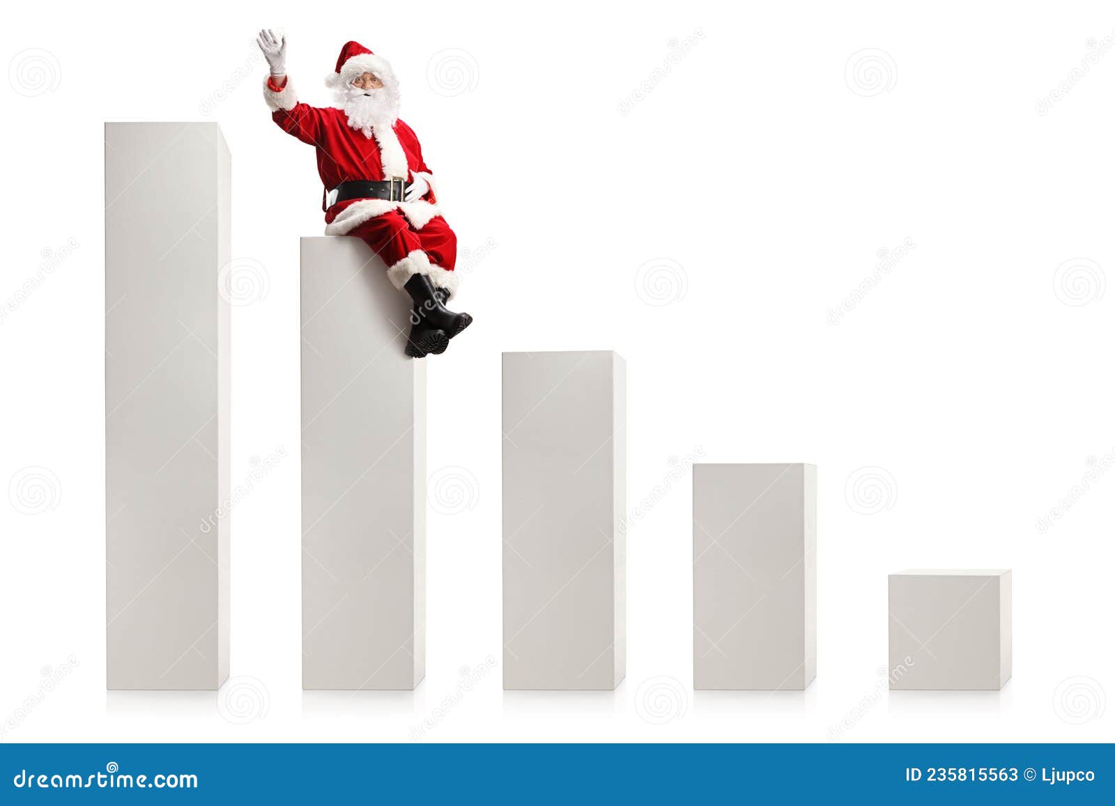Santa Claus Sitting on a Graph Chart and Waving at Camera Stock Image ...