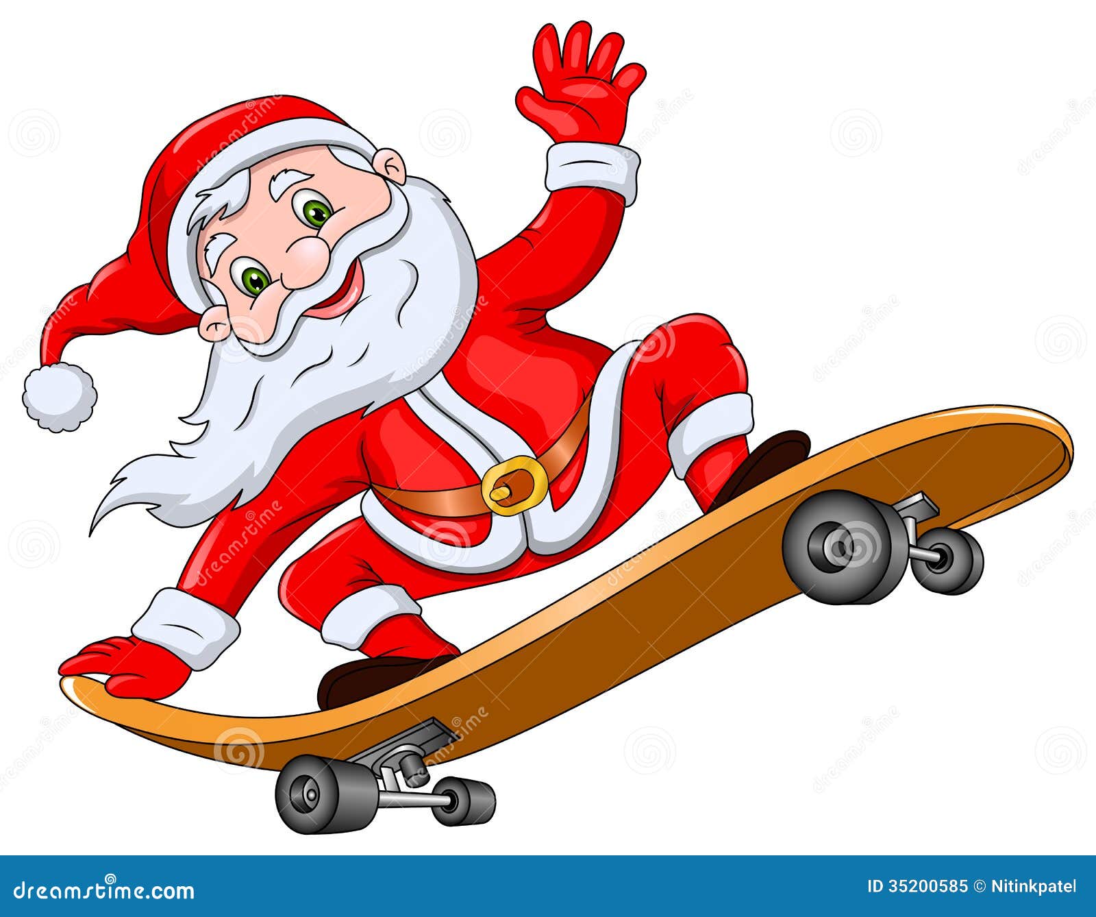 Santa Claus on Skateboard stock illustration. Illustration of dress ...
