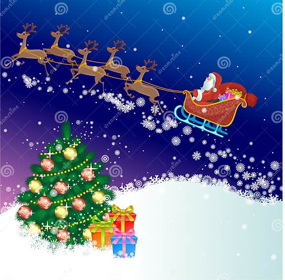 Santa Claus sledding stock vector. Illustration of star - 28155012