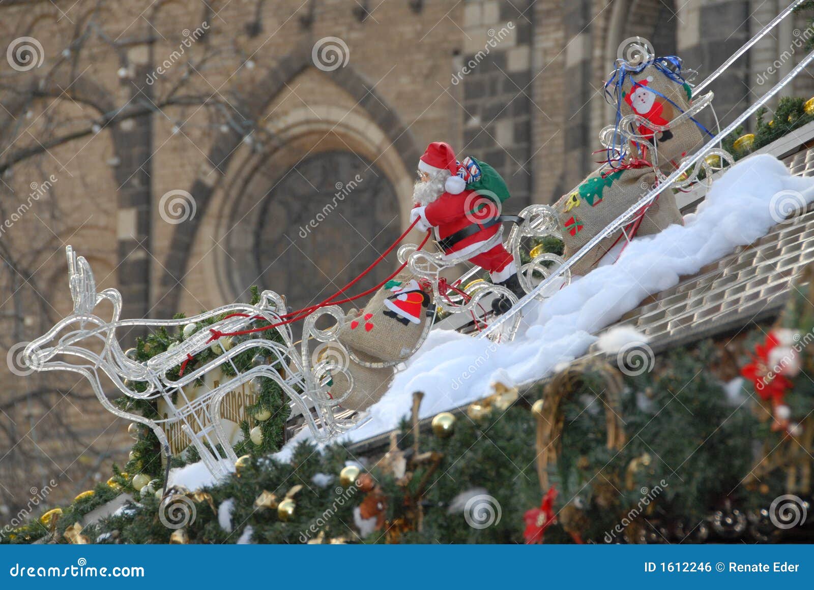 Santa Claus on the sledge stock photo. Image of christmas - 1612246
