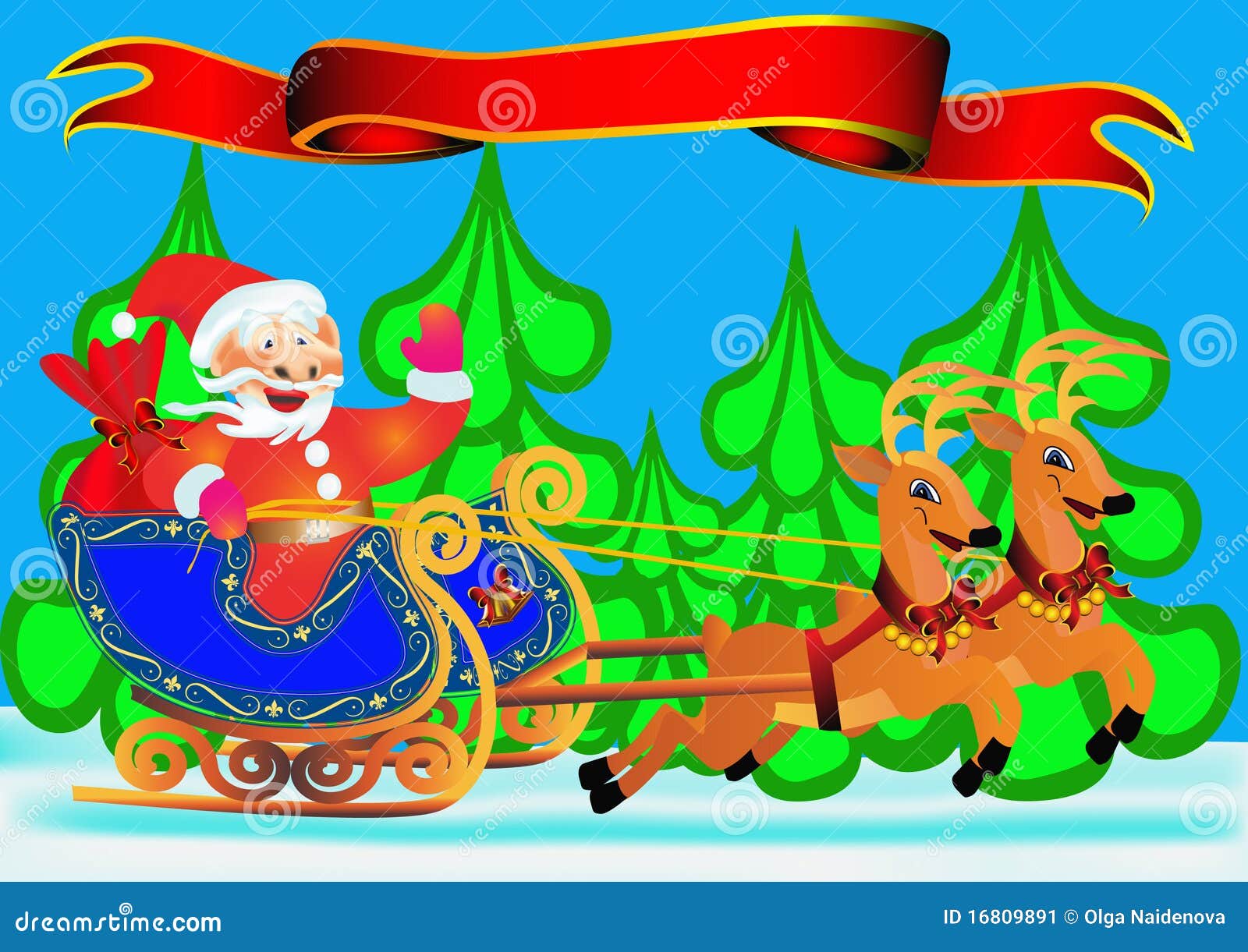 Santa Claus on a sledge stock vector. Illustration of childhood - 16809891