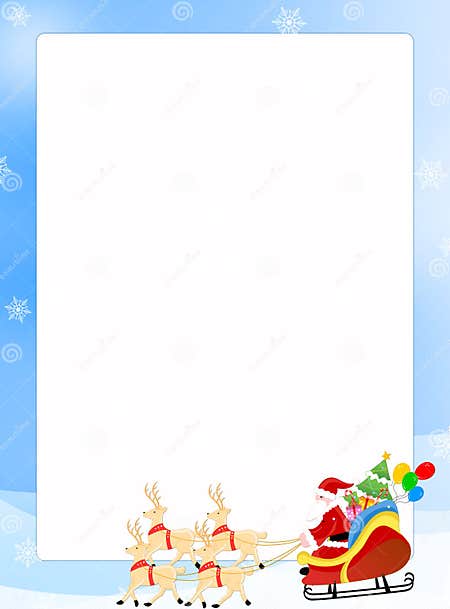 Santa Claus on a Sledge Border Stock Illustration - Illustration of ...