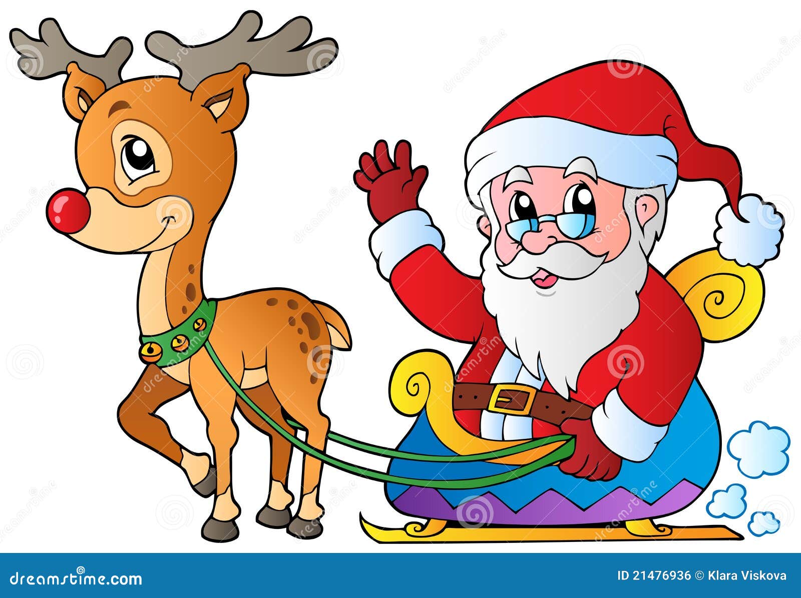 Santa Claus with Sledge and Deer Stock Vector - Illustration of deer ...