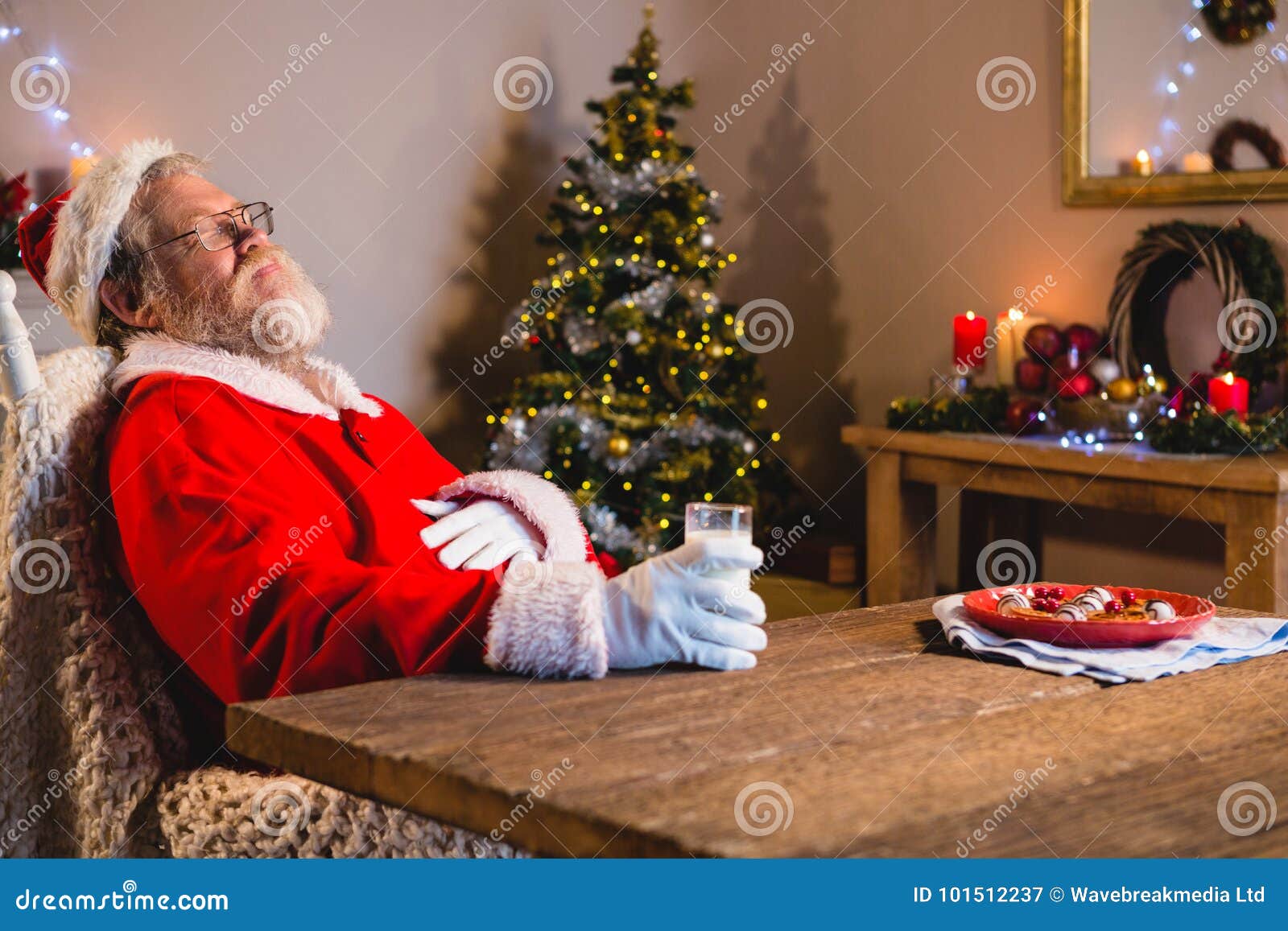 Santa Claus Sleeping on Chair Stock Image - Image of home, feast: 101512237