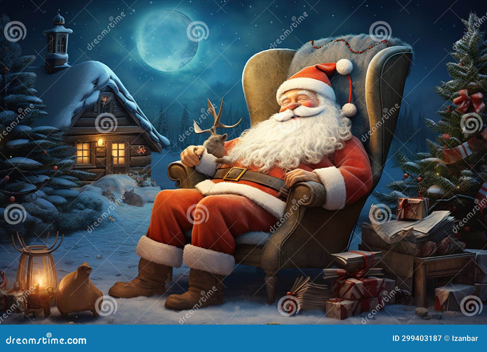Santa Claus Sleeping Christmas Funny Illustration AI Generated Stock ...