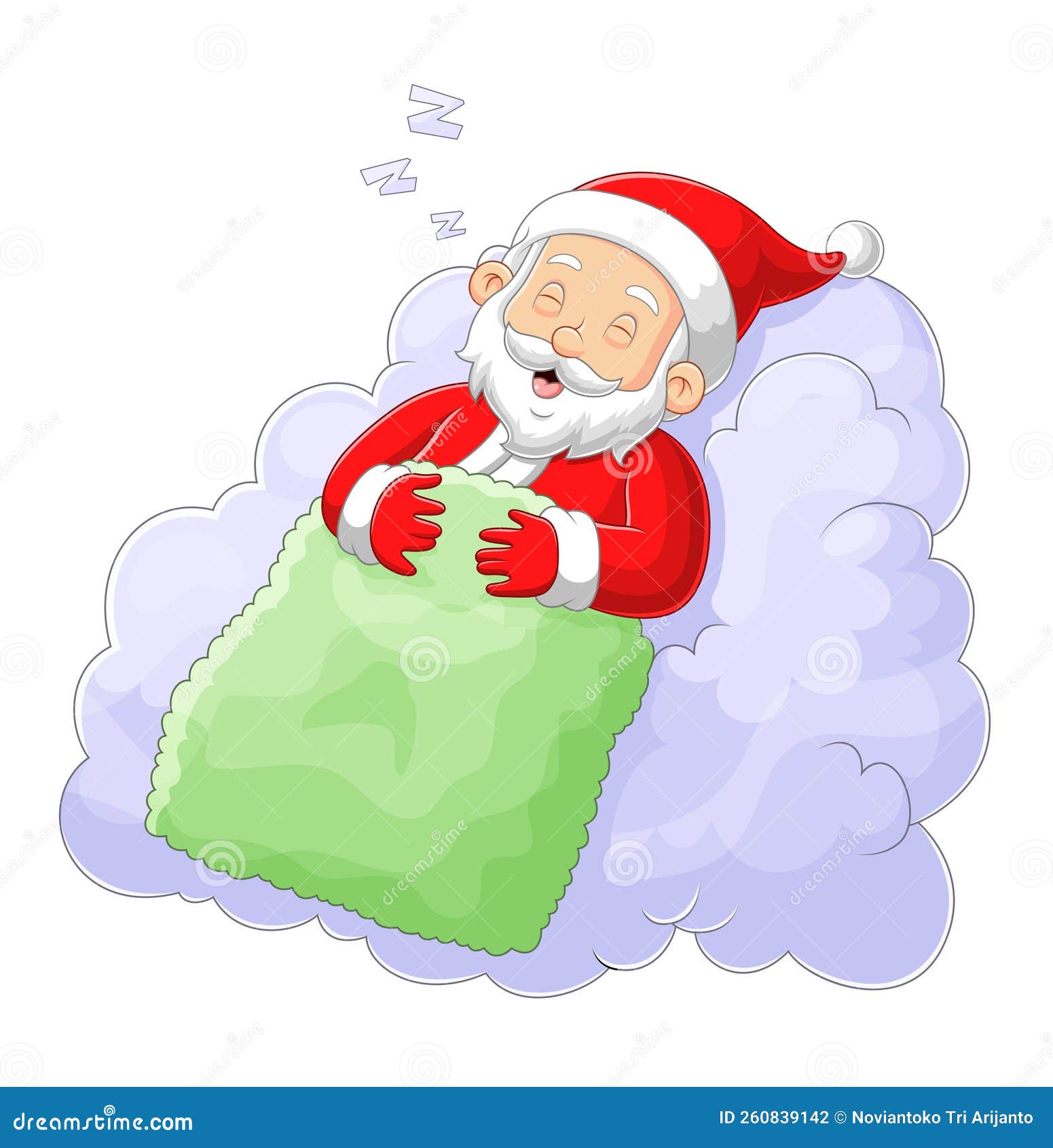 Santa Claus Sleeping on a White Cloud Stock Vector - Illustration of ...