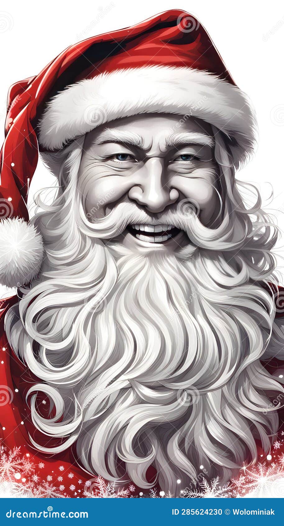 Santa Claus is Smiling on a White Background. Stock Illustration ...