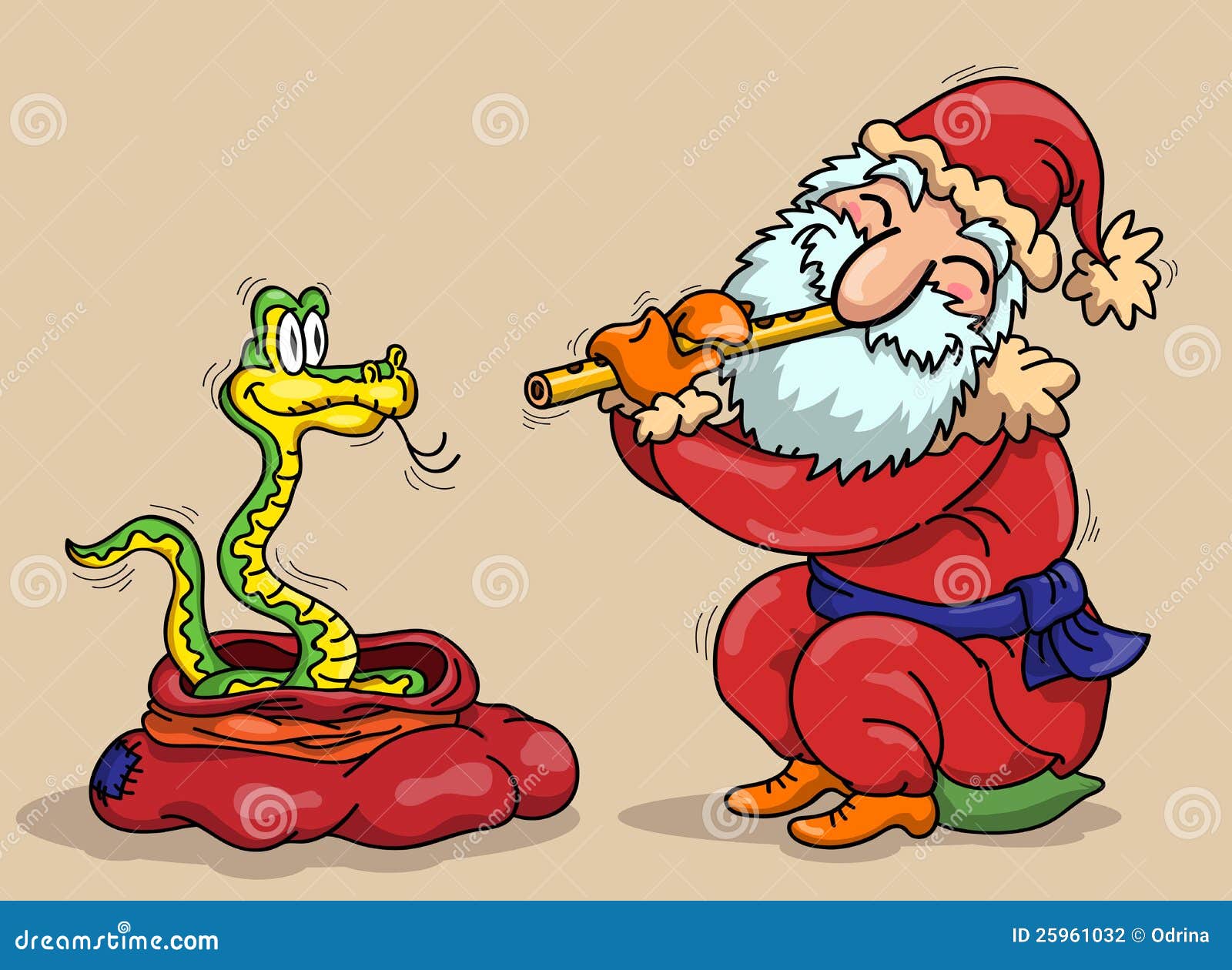Santa Claus and the snake stock vector. Illustration of card - 25961032