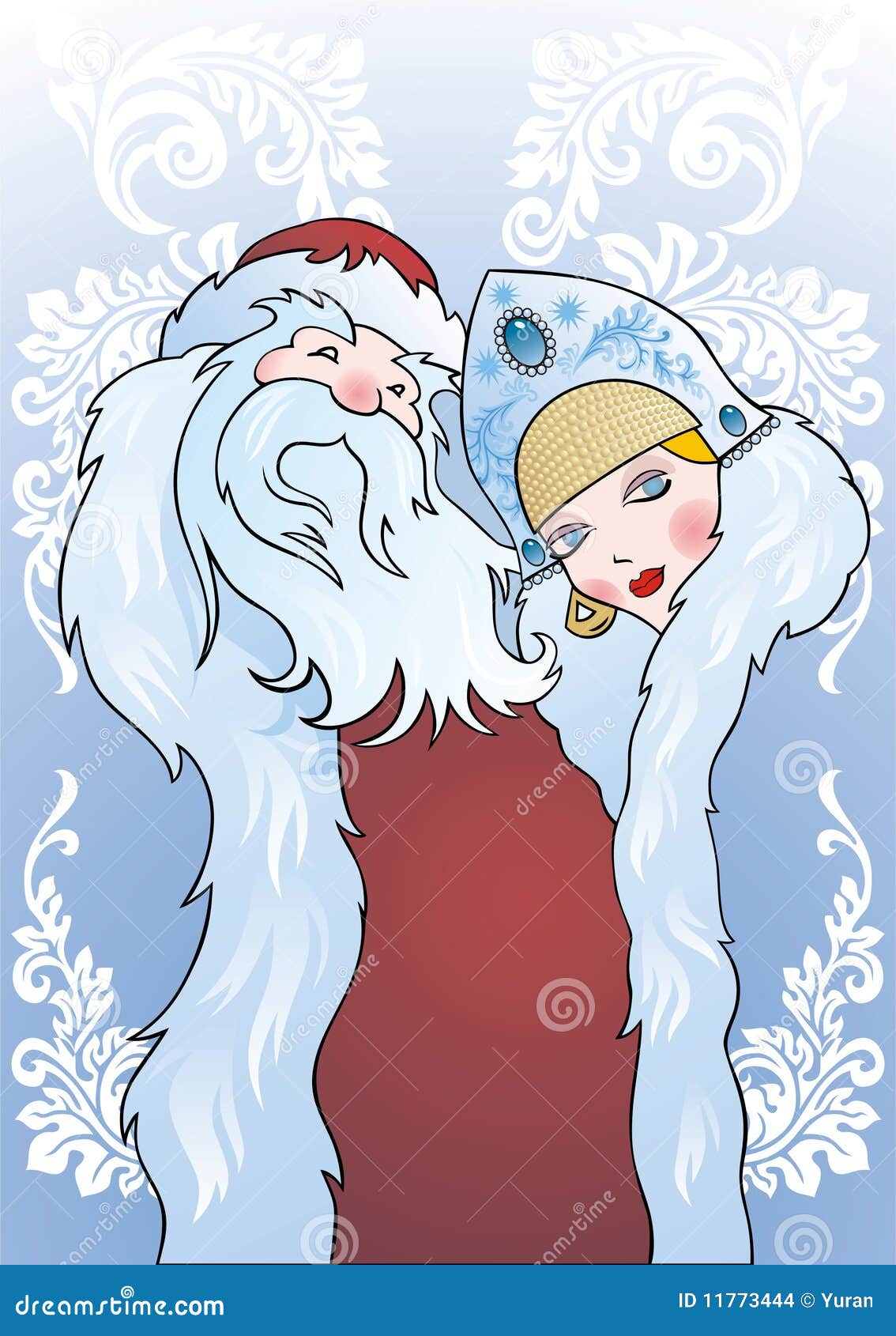 Snow Maiden In Blue Warm Winter Cloth Sings Carol Cartoon Vector ...