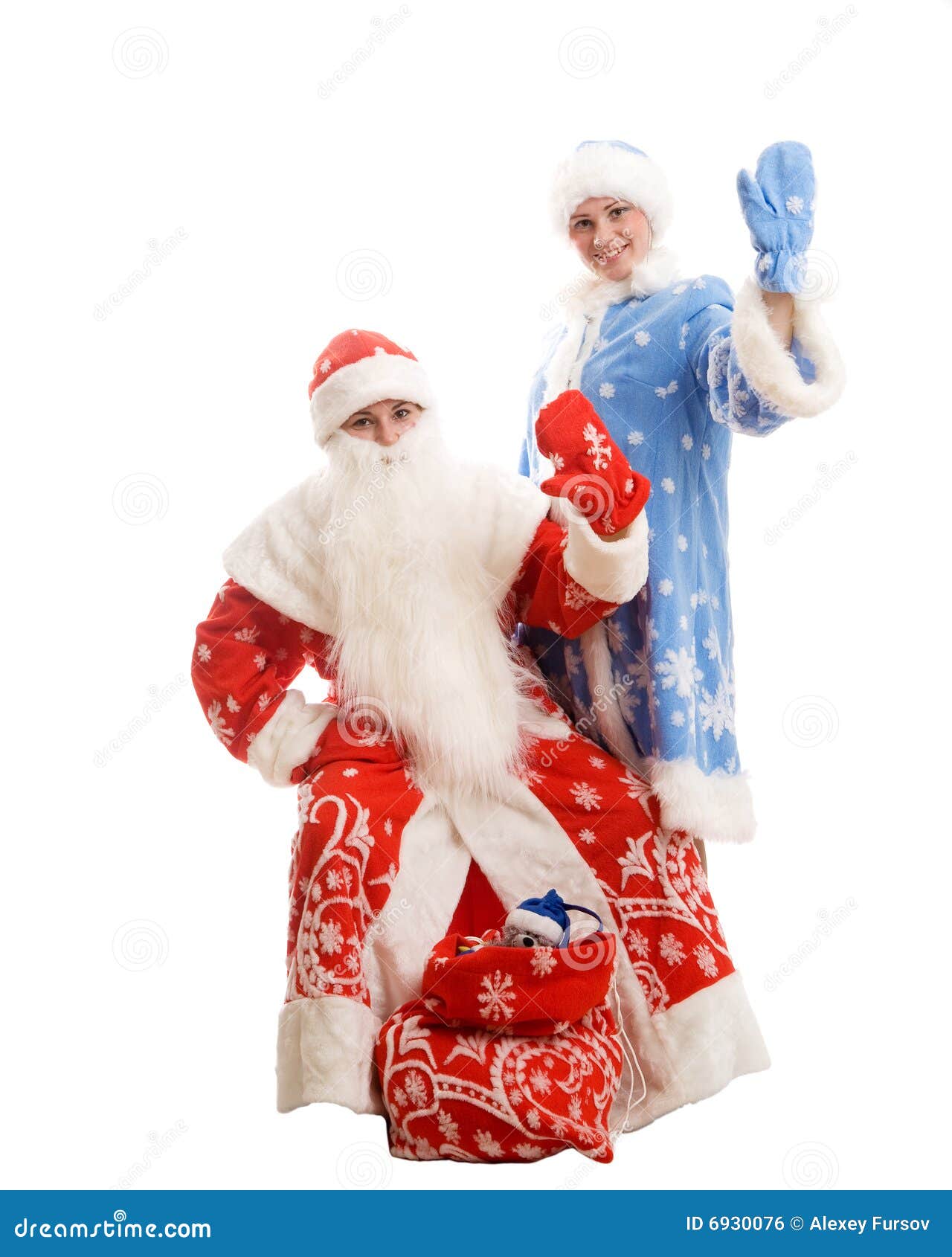 Santa Claus and Snow Maiden Stock Photo - Image of smile, santa: 6930076