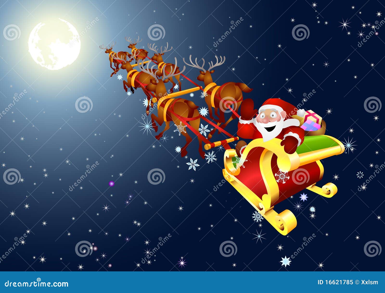 Santa Claus on snow sledge stock vector. Illustration of nature - 16621785