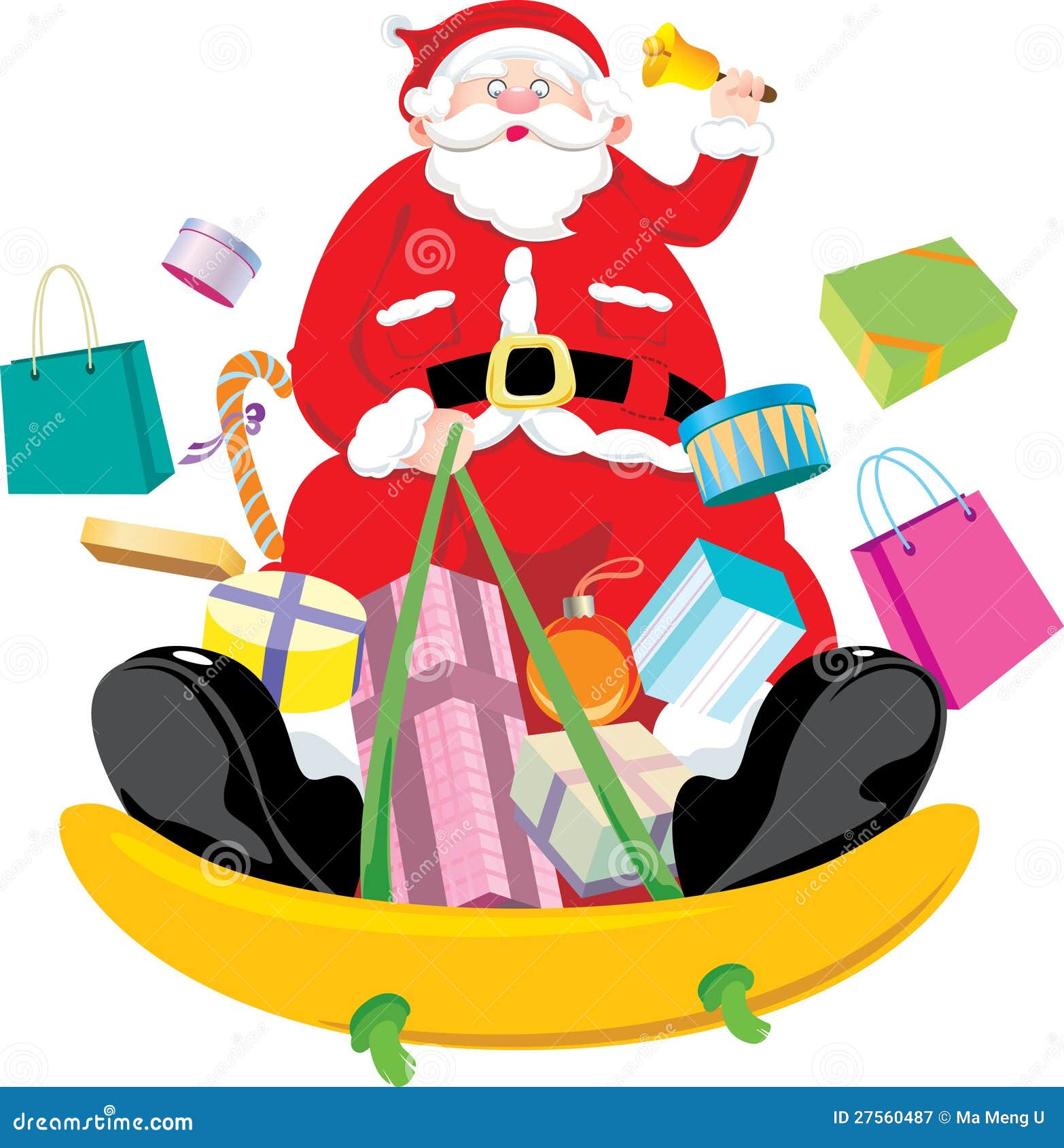 Santa Claus snow sliding stock vector. Illustration of christmas - 27560487