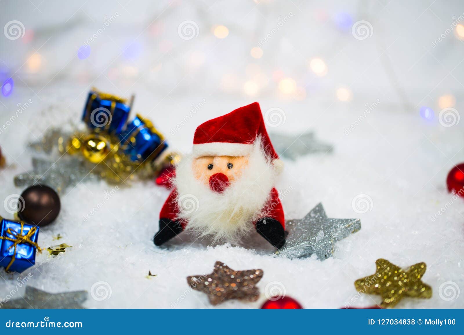 Santa Claus in the snow stock photo. Image of celebrating - 127034838