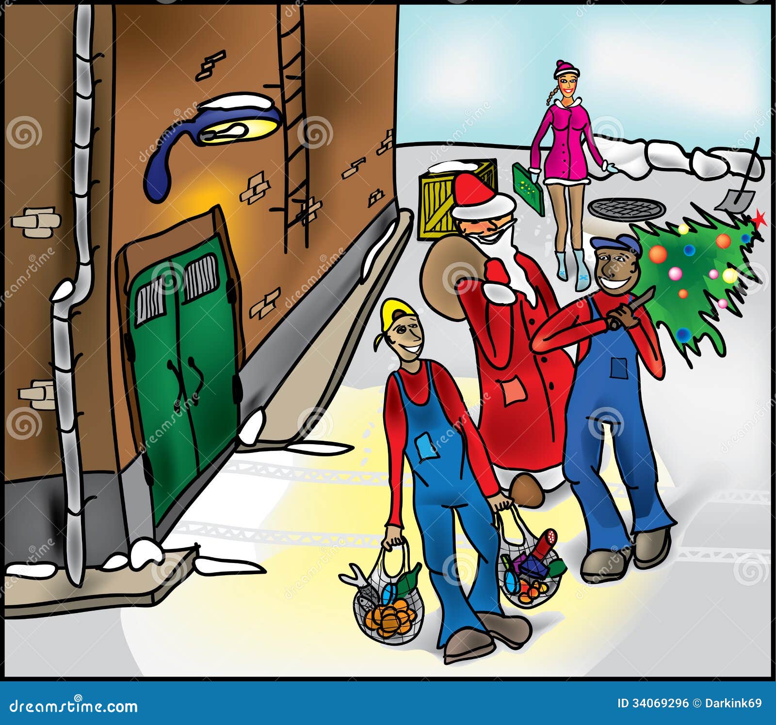 Santa Claus, Snow White and the Workers Stock Vector - Illustration of ...