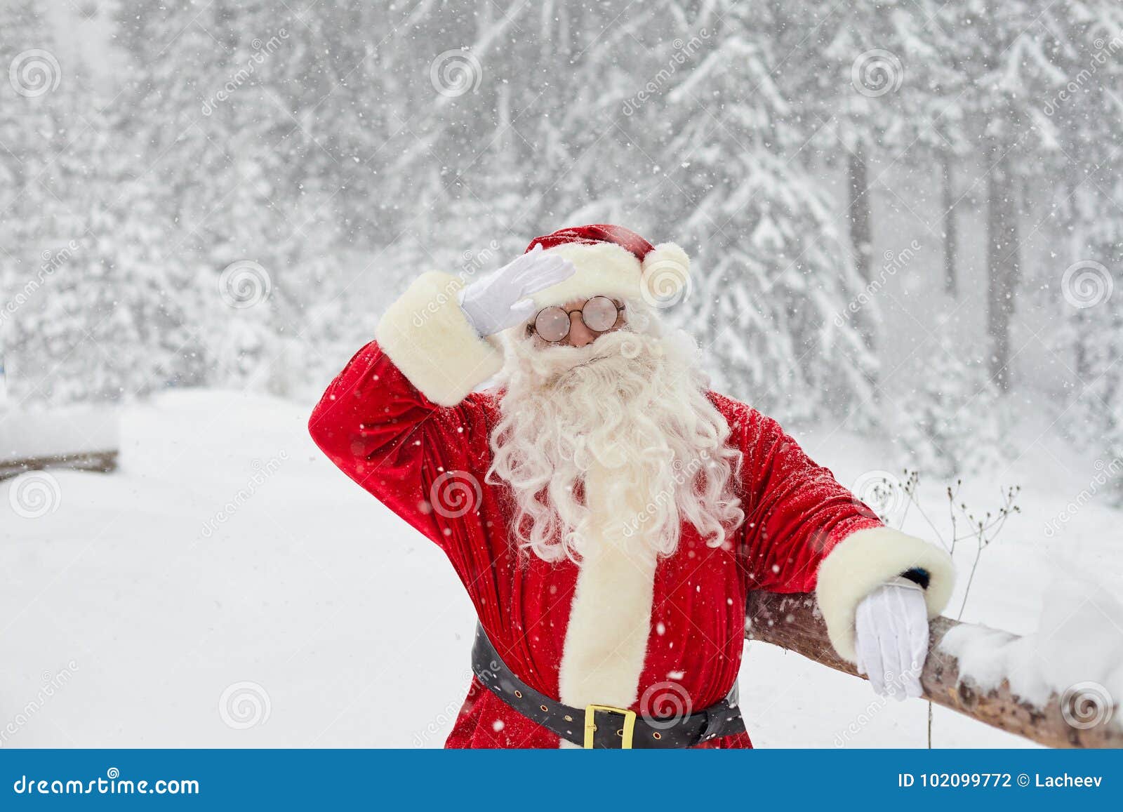 Santa Claus on Snow in Winter at Christmas Stock Photo - Image of human ...