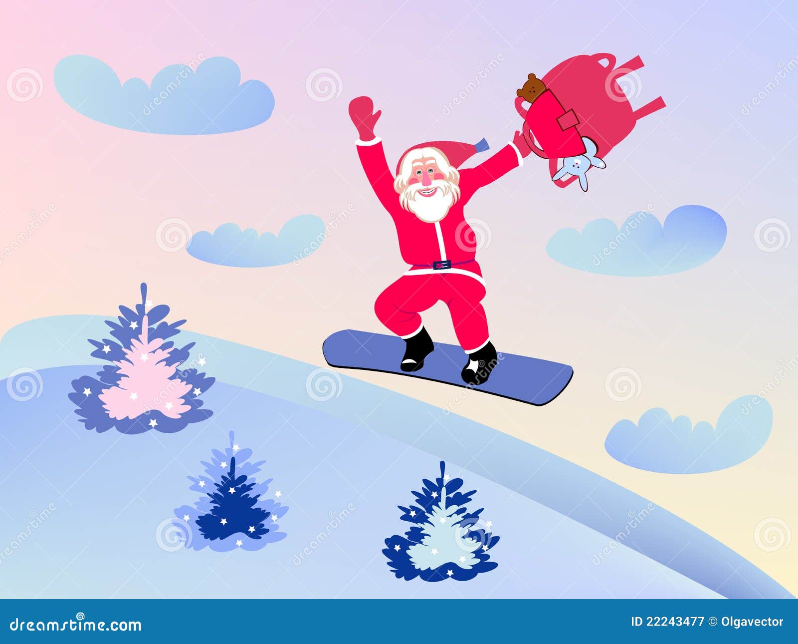 Santa Claus and snowboard stock vector. Illustration of flank - 22243477