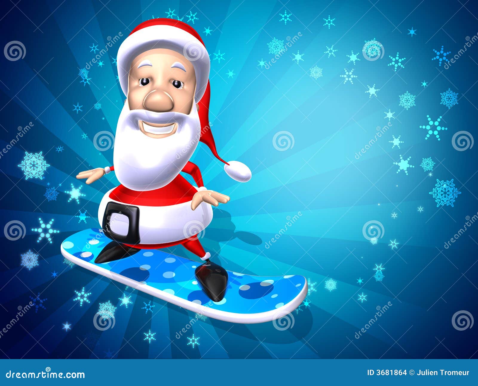 Santa Claus on a snowboard stock illustration. Illustration of ...