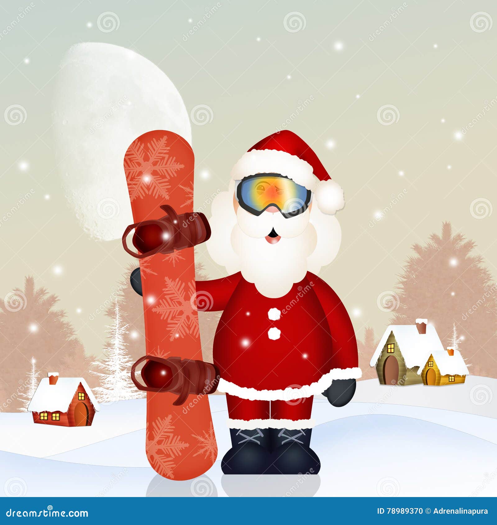 Santa Claus with snowboard stock illustration. Illustration of santa ...