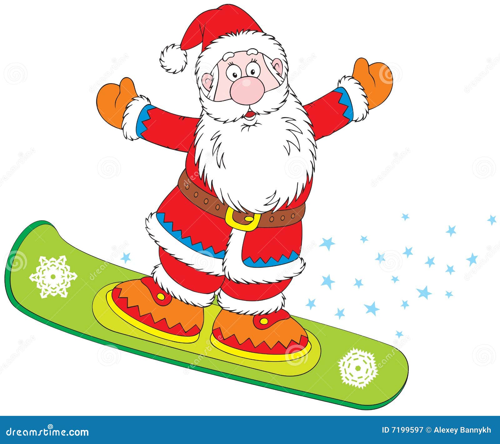 Santa Claus snowboarder stock vector. Illustration of traditional - 7199597