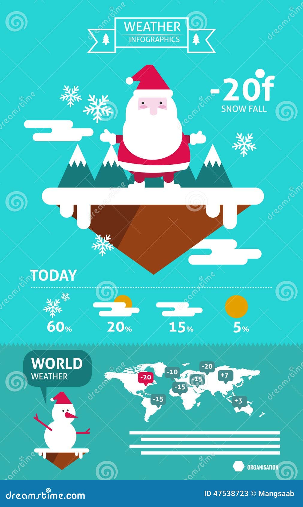 Santa Claus and Snowfall Weather Info Graphics. Stock Vector ...