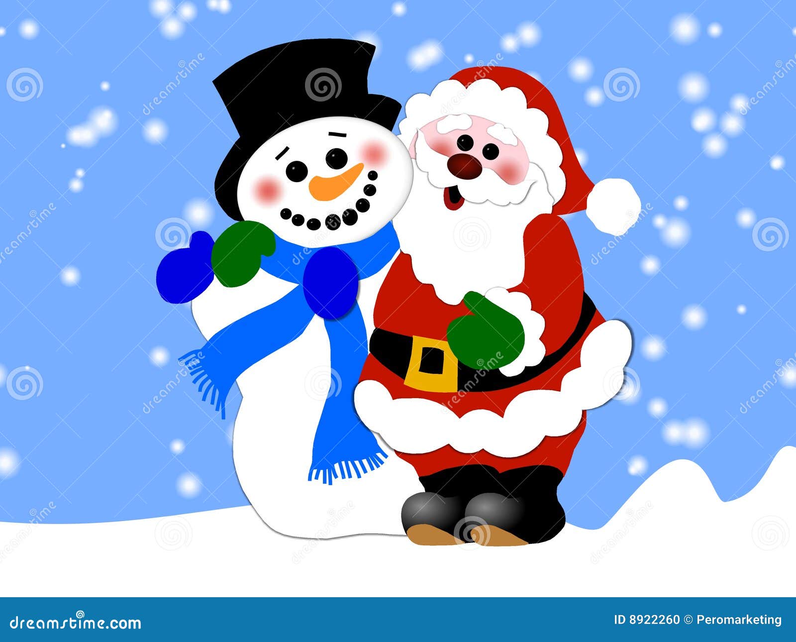 Santa Claus and snowman stock illustration. Illustration of cheerful ...