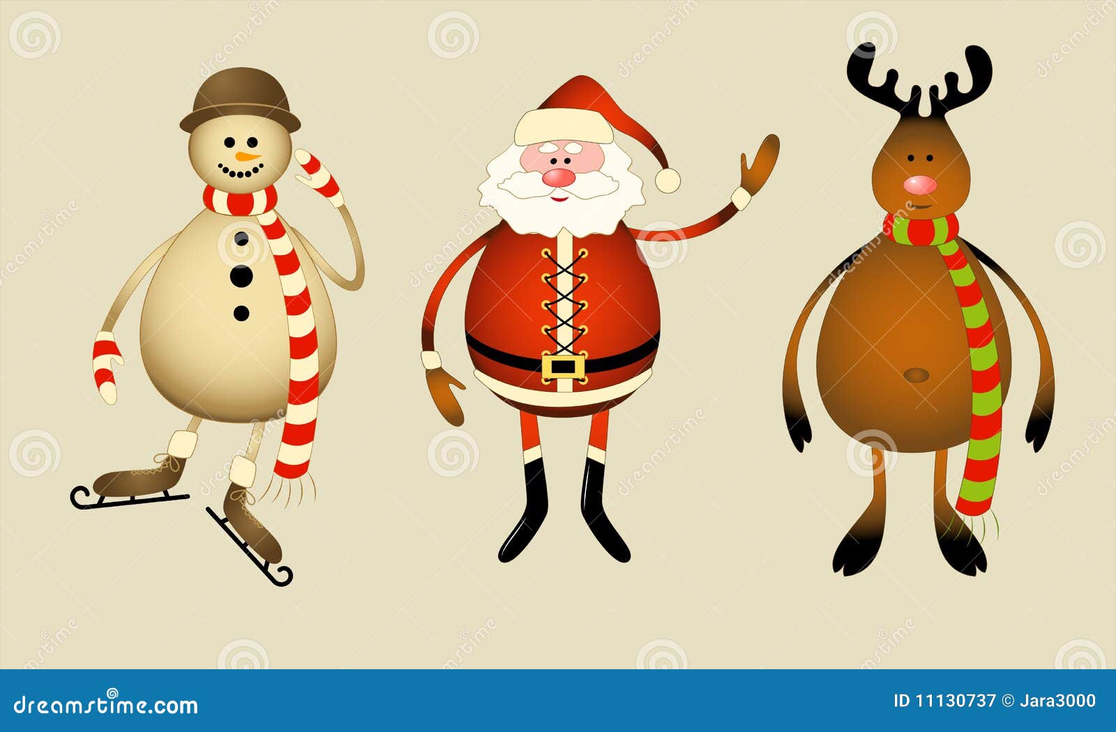 Santa Claus, Snowman, Reindeer Stock Vector - Illustration of christmas ...