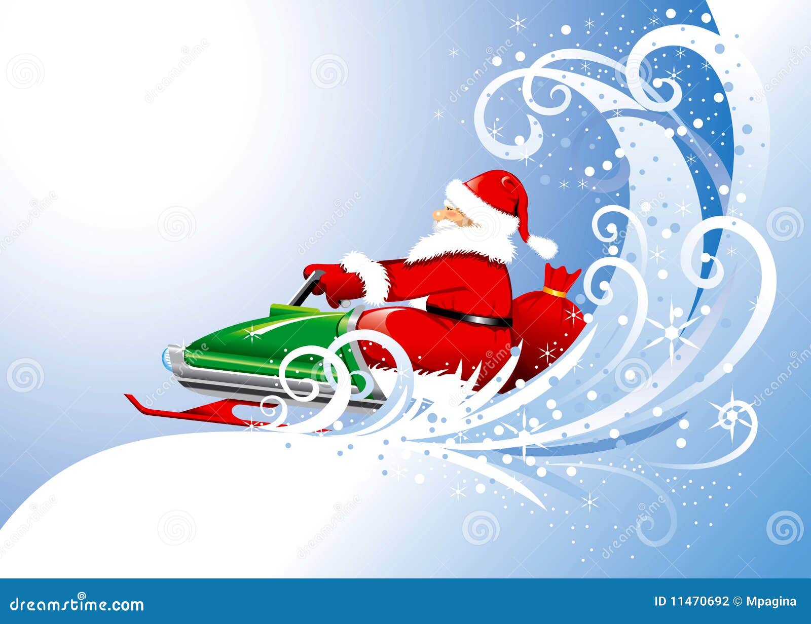 Santa Claus on a Snowmobile. Vector Editable. Stock Vector ...